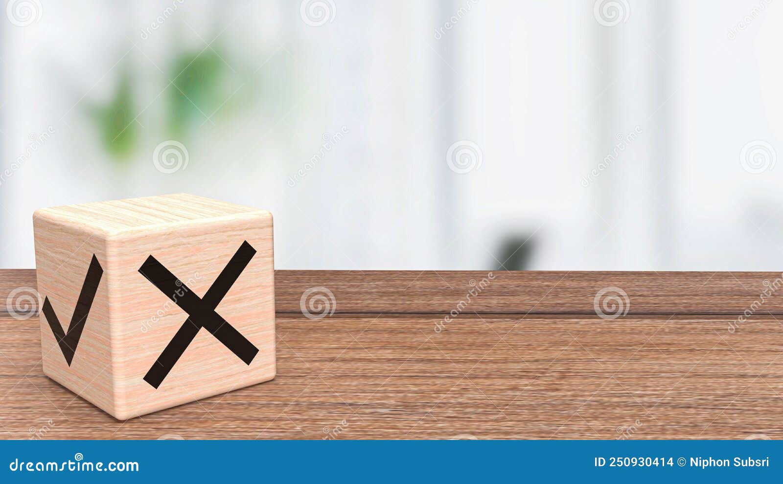 The Right and Wrong Symbol on Wood Cube 3d Rendering Stock Illustration ...