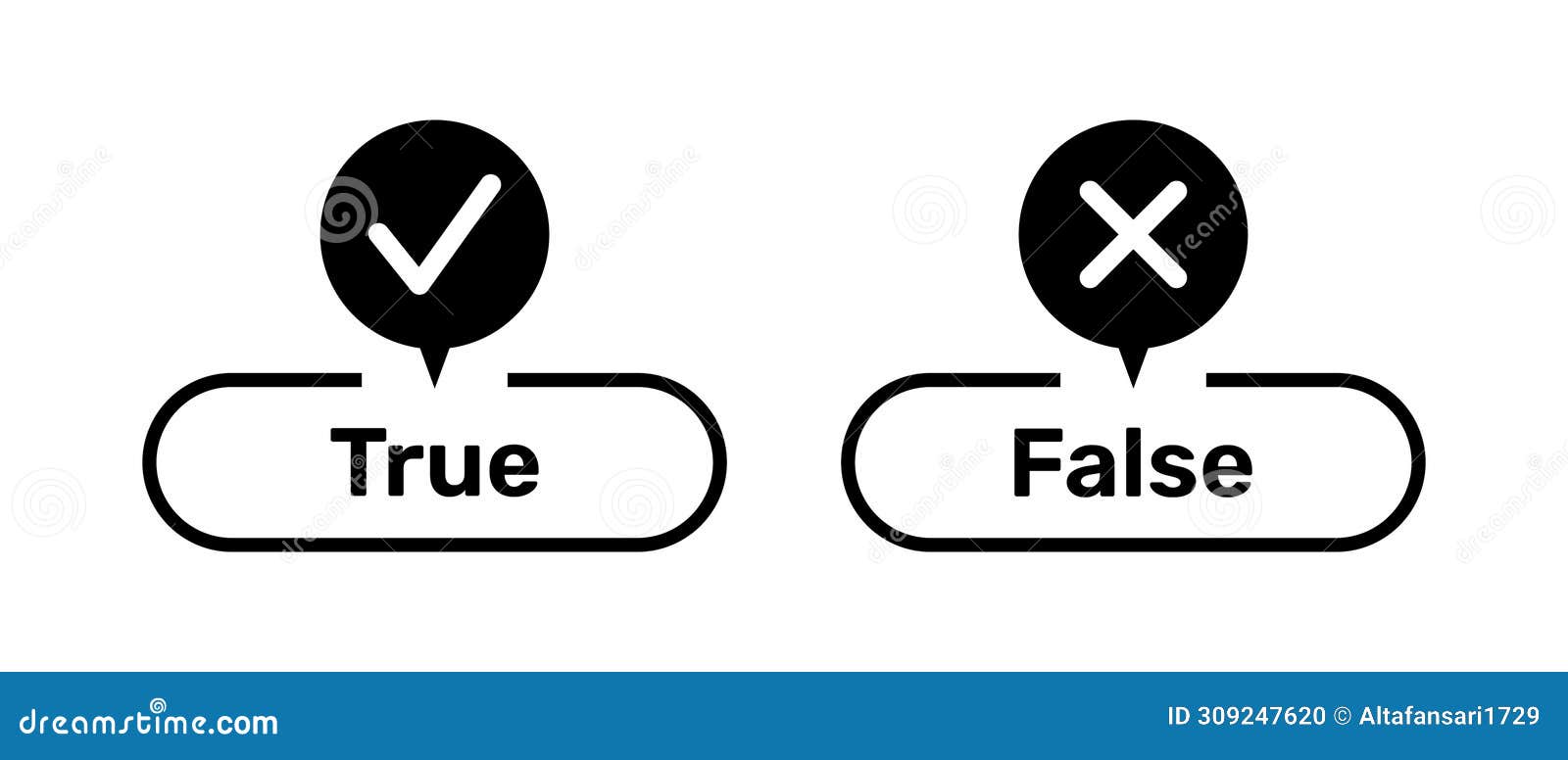 Right and Wrong Symbols with True and False Buttons Black Stock Vector ...