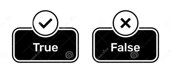 Right and Wrong Symbols with True and False Buttons Black Colour Stock ...