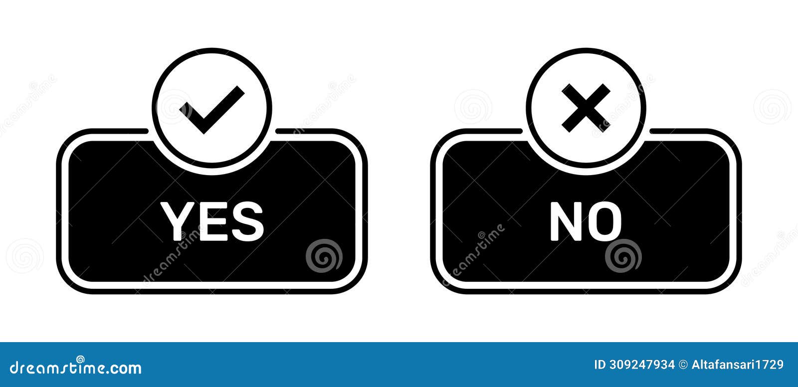 Right and Wrong Symbols with Yes and No Buttons Black Colour Stock ...