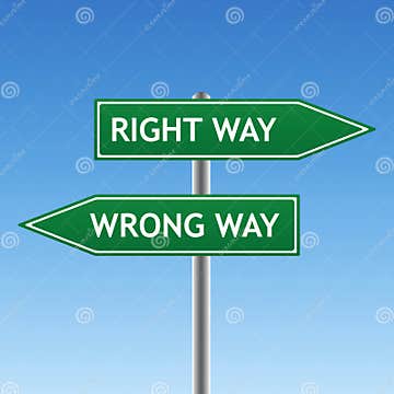 Right and Wrong Way Sign (vector) Stock Vector - Illustration of ...
