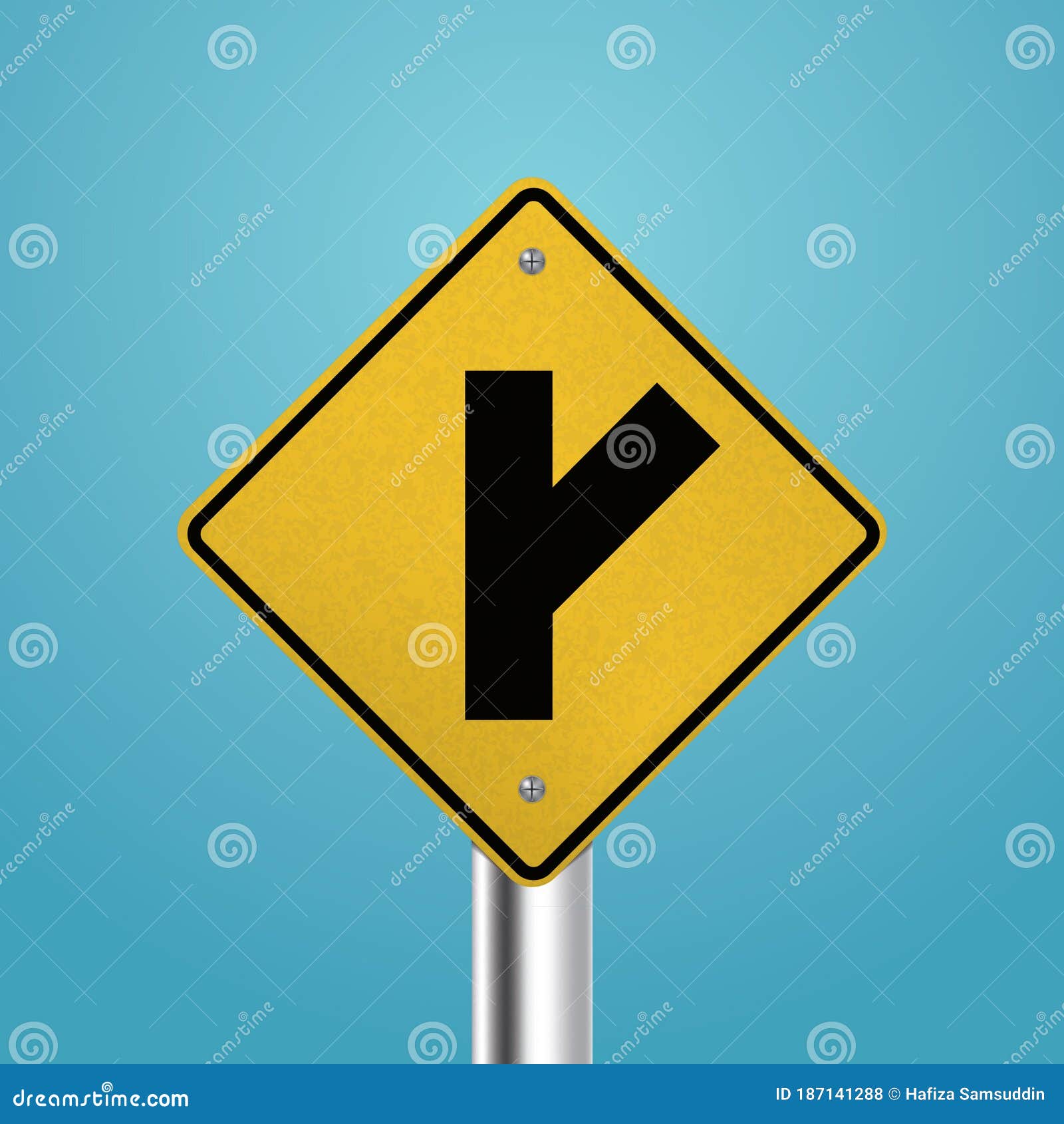Right Y Intersection Signboard. Vector Illustration Decorative Design ...