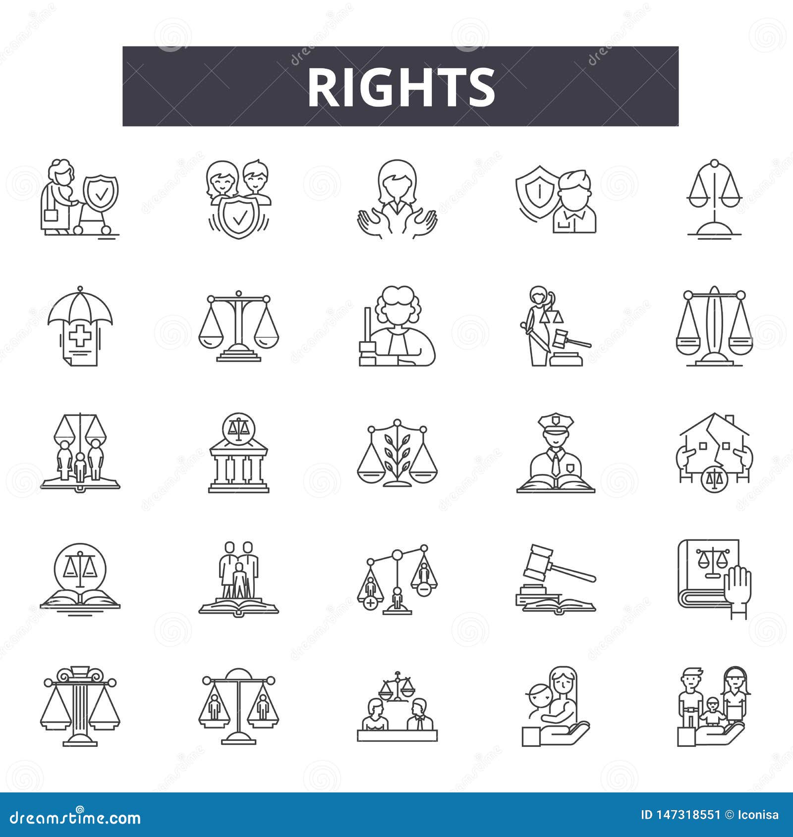 Rights Line Icons, Signs, Vector Set, Linear Concept, Outline ...