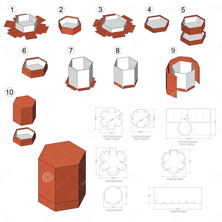 Rigid Cardboard Box and Die-cut Pattern. Stock Vector - Illustration of ...