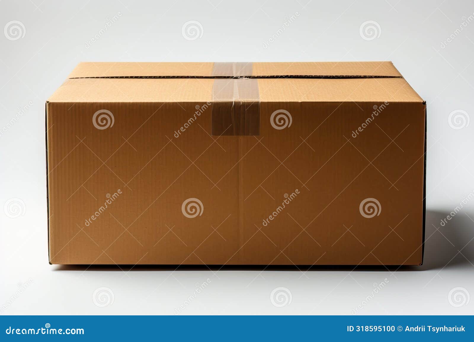 A Rigid Cardboard Box Taped on a White Background, a Paper Parcel Box ...