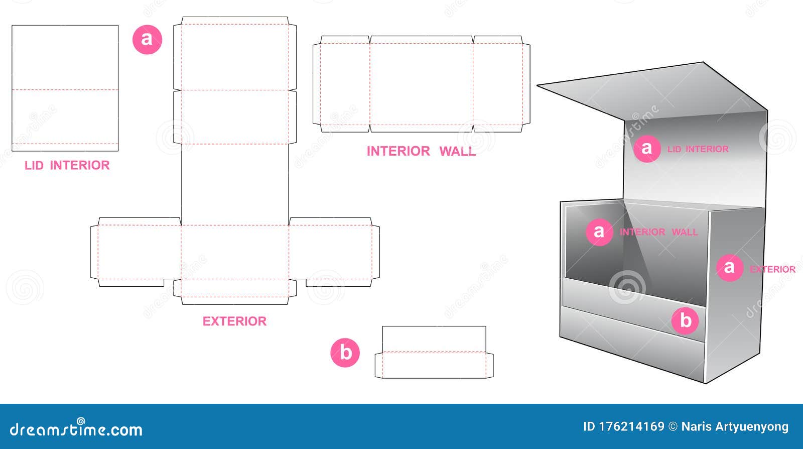 Rigid Flip Top Box Die Cut Template Cartoon Vector | CartoonDealer.com ...