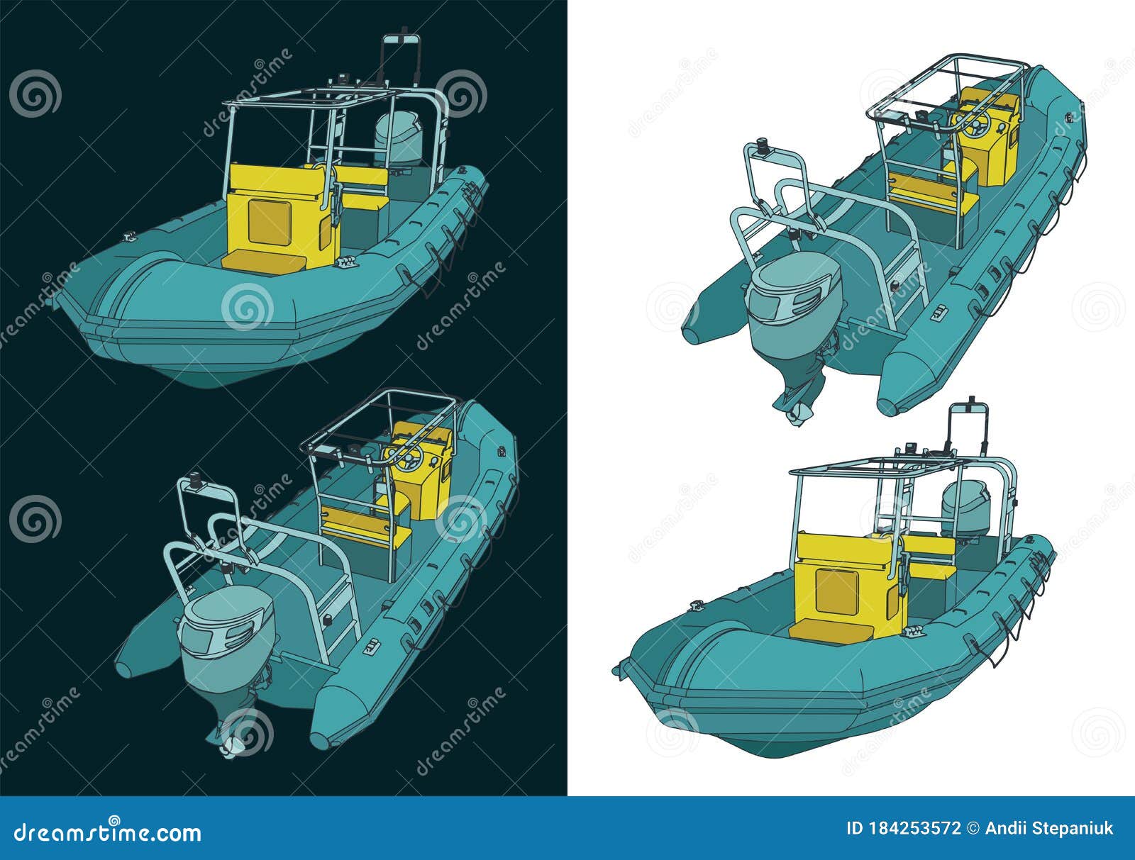 Rigid Inflatable Boat Illustrations Stock Vector - Illustration of deck ...