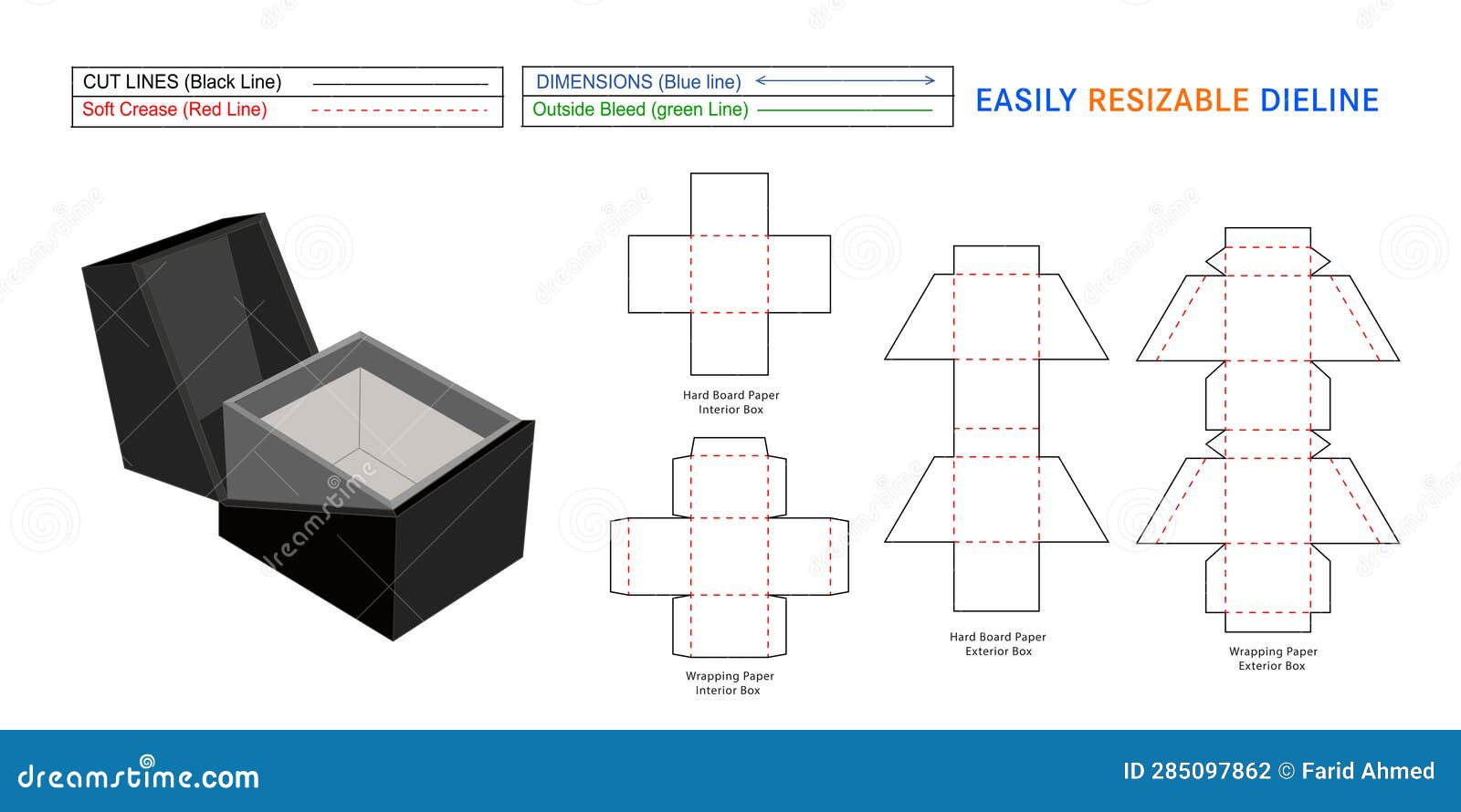 Rigid Luxury Gift Box, Rigid Ring Box, Custom Rigid Boxes Dieline ...