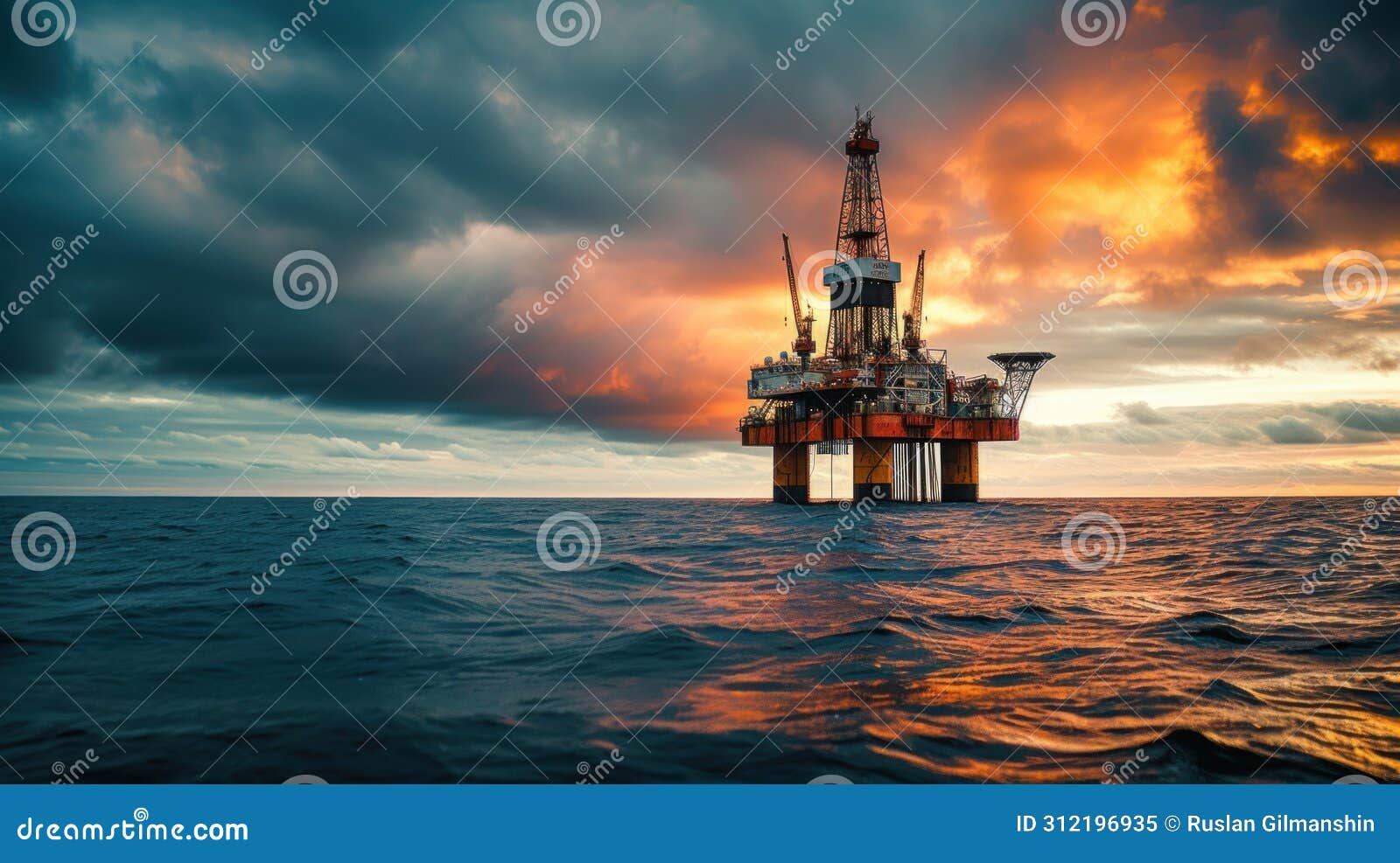 Rigs Offshore Oil Refinery at Sunset Stock Image - Image of petrol ...