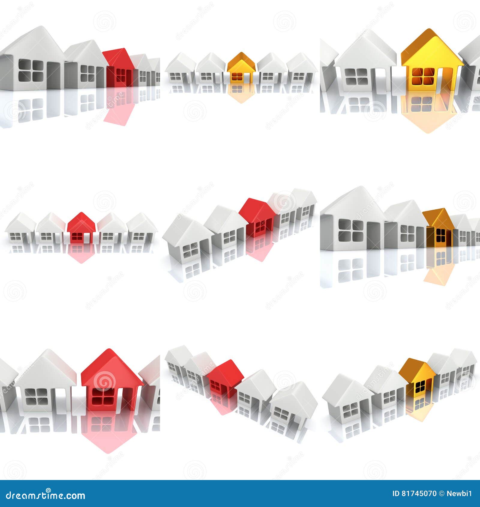Rij Van Huizen Met Bezinning 3d Geef Terug Stock Illustratie ...