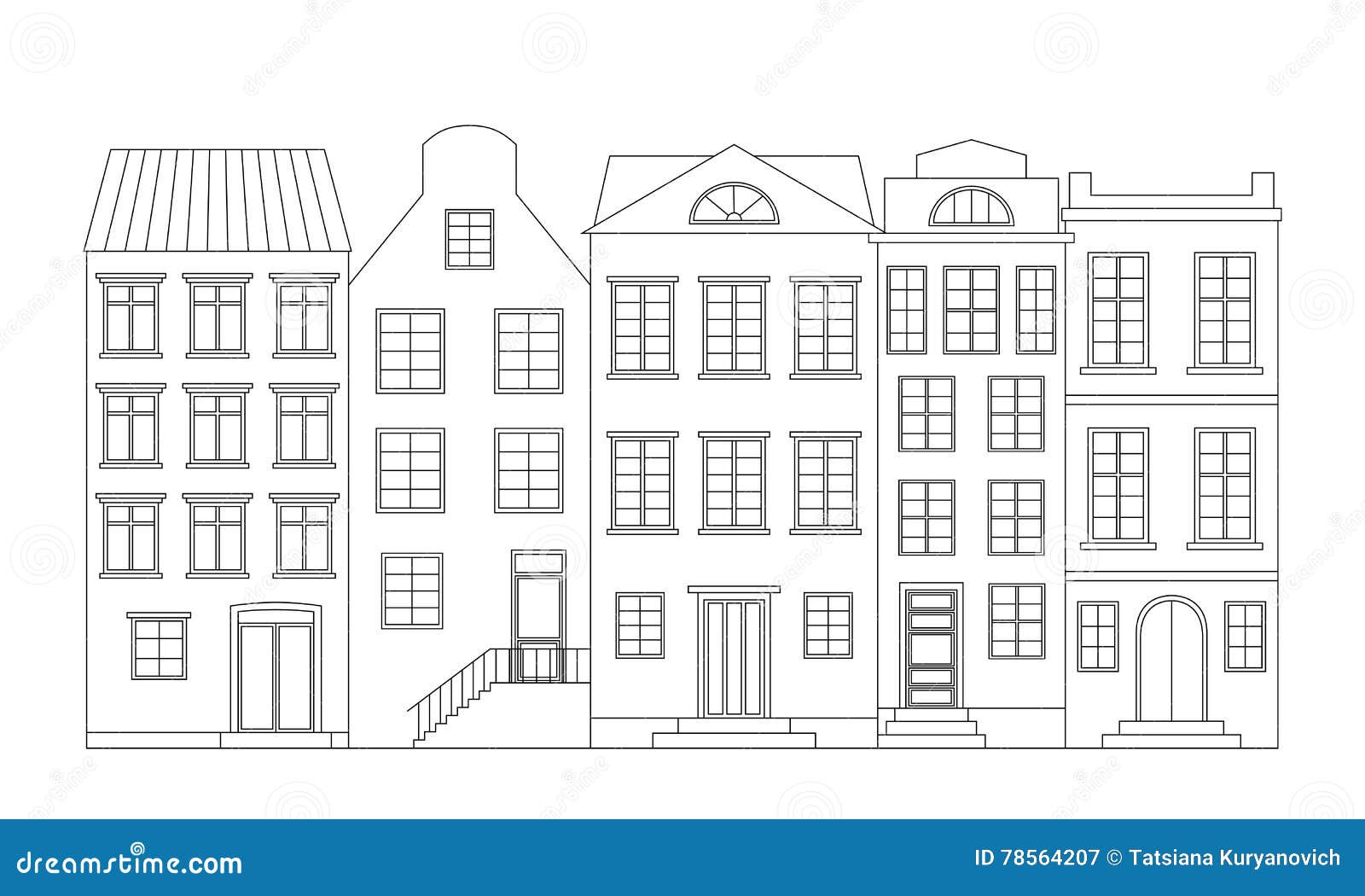 Rij Van Huizen, Vectorillustratie Vector Illustratie - Illustration of ...