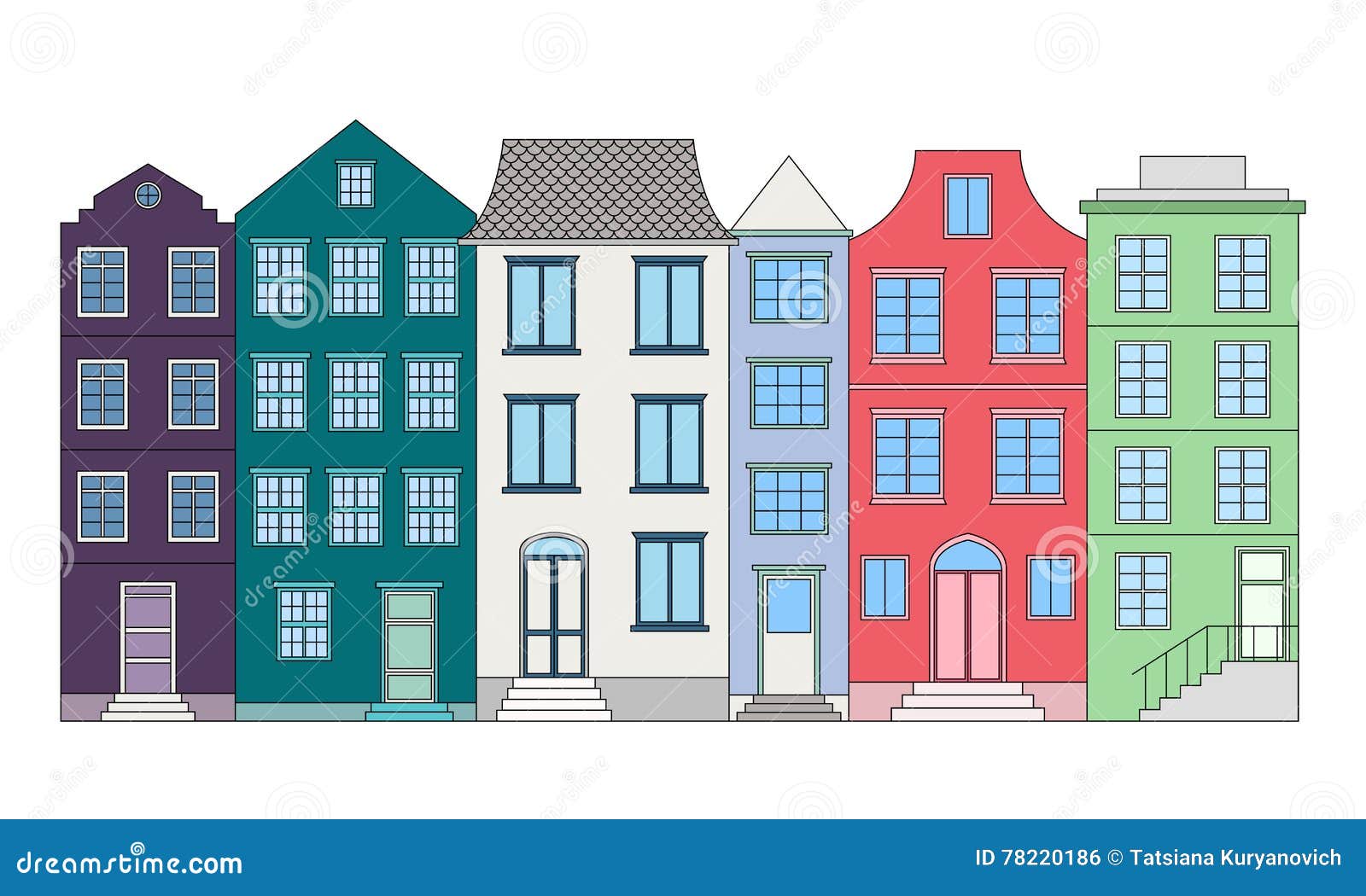 Rij Van Kleurenhuizen, Vectorillustratie Vector Illustratie ...