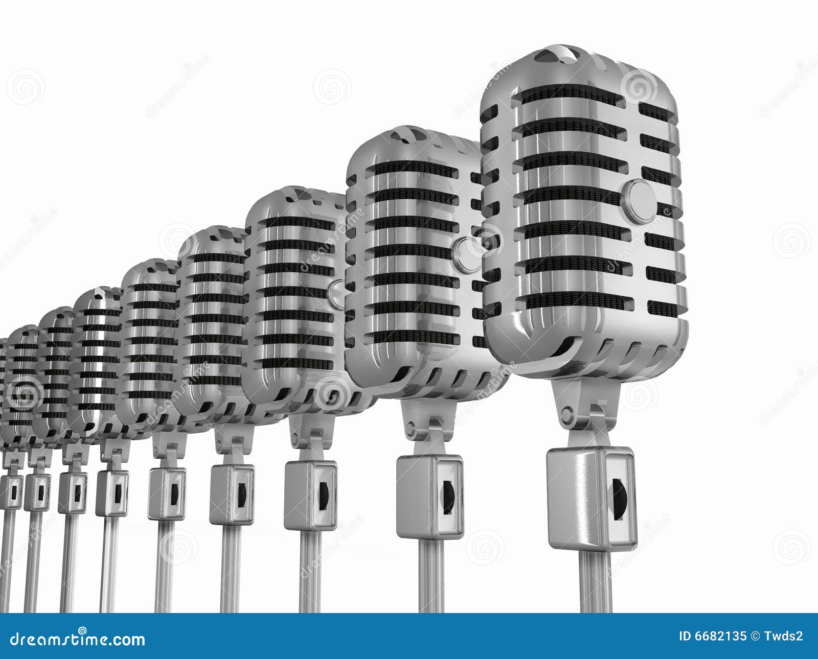 Rij van microfoons stock illustratie. Illustration of enkelvoudig - 6682135