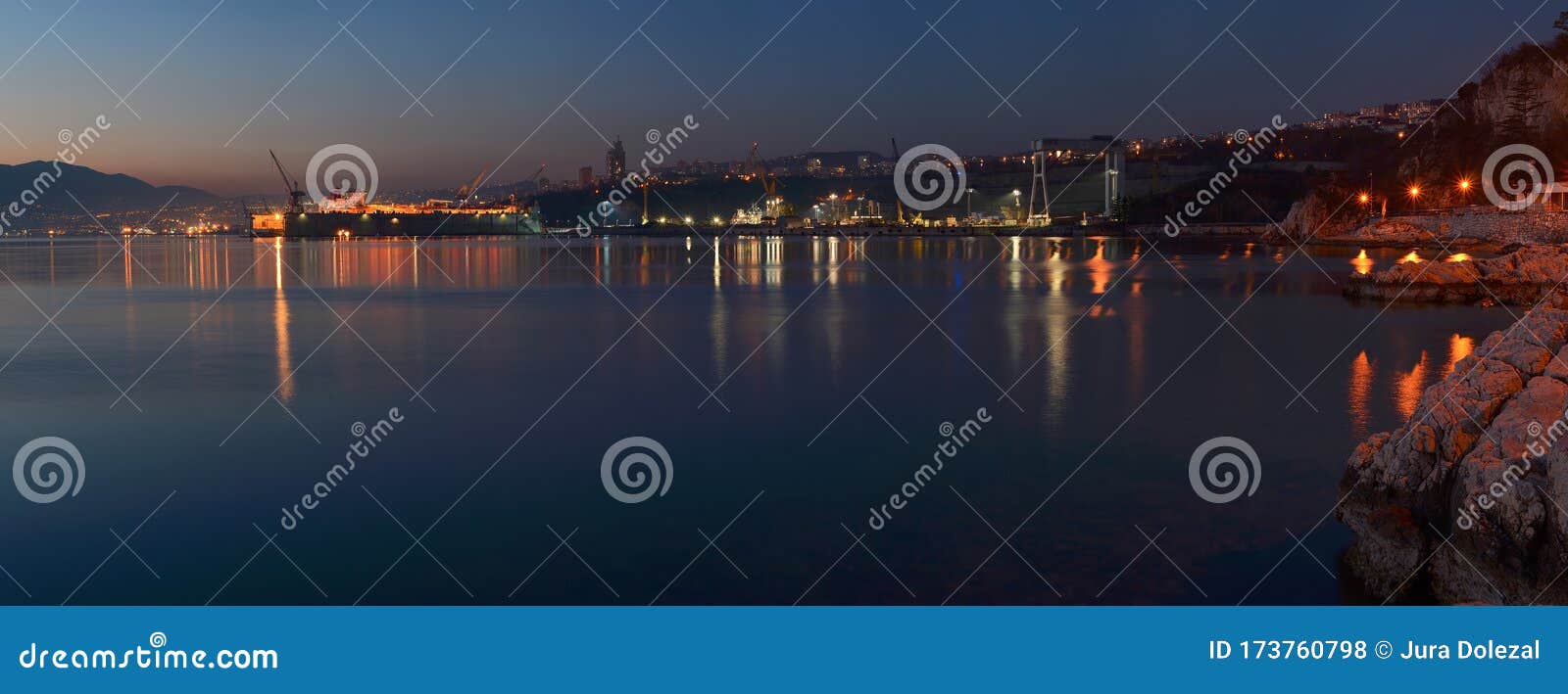 Rijeka. Night View from Kostrena, Croatia Stock Photo - Image of travel ...