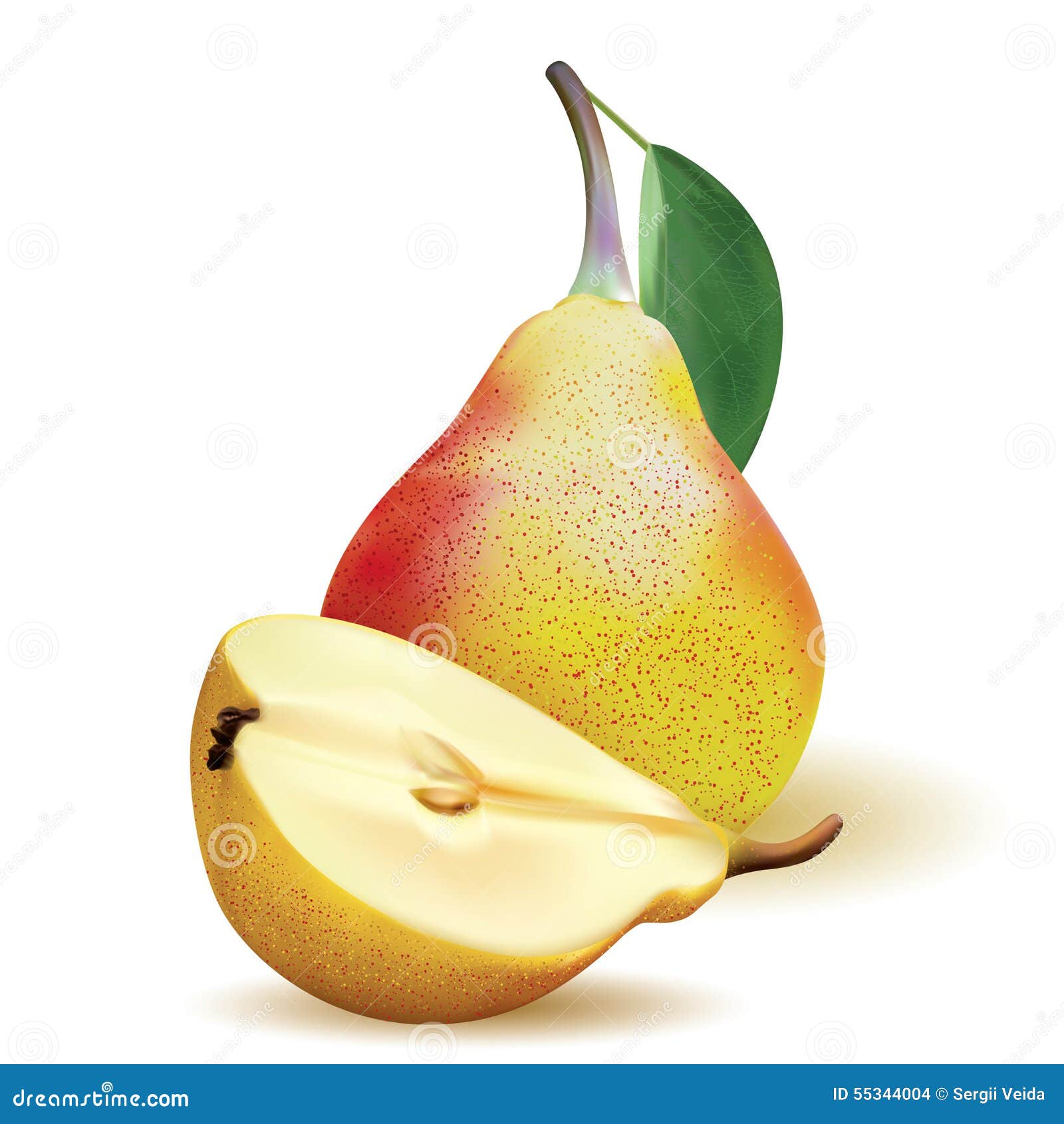 Rijpe Gele Peer En Halve Peer Vector Illustratie - Illustration of ...