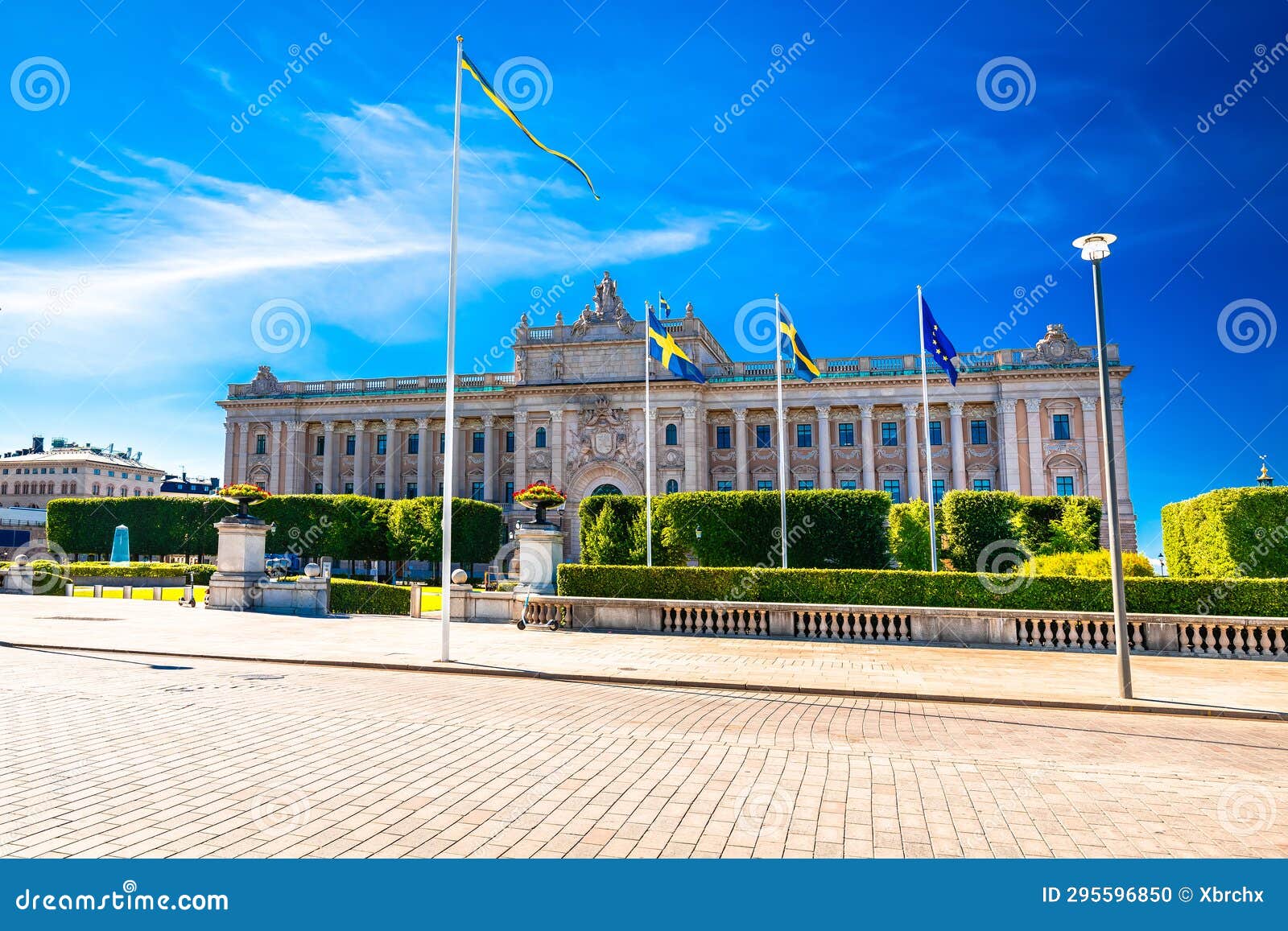 Riksplan Park and Swedish Parliament the Riksdag House Front Facade ...