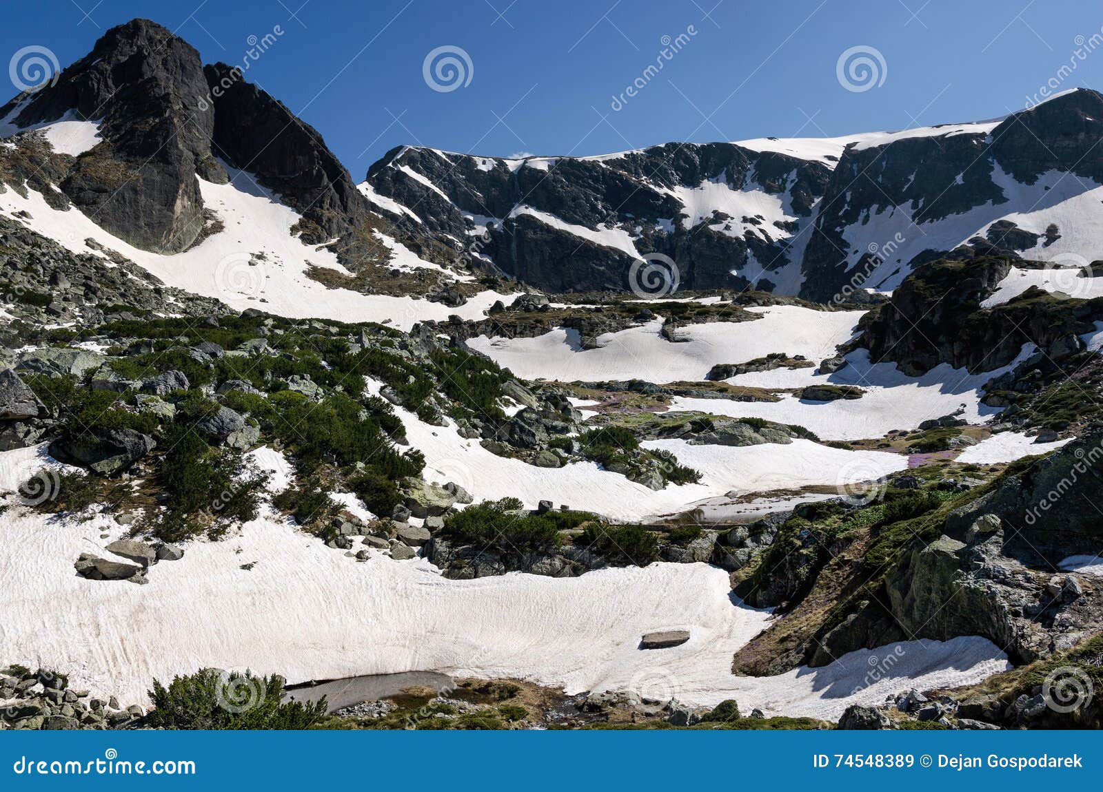 Rila mountains stock image. Image of peak, spring, haramiya - 74548389