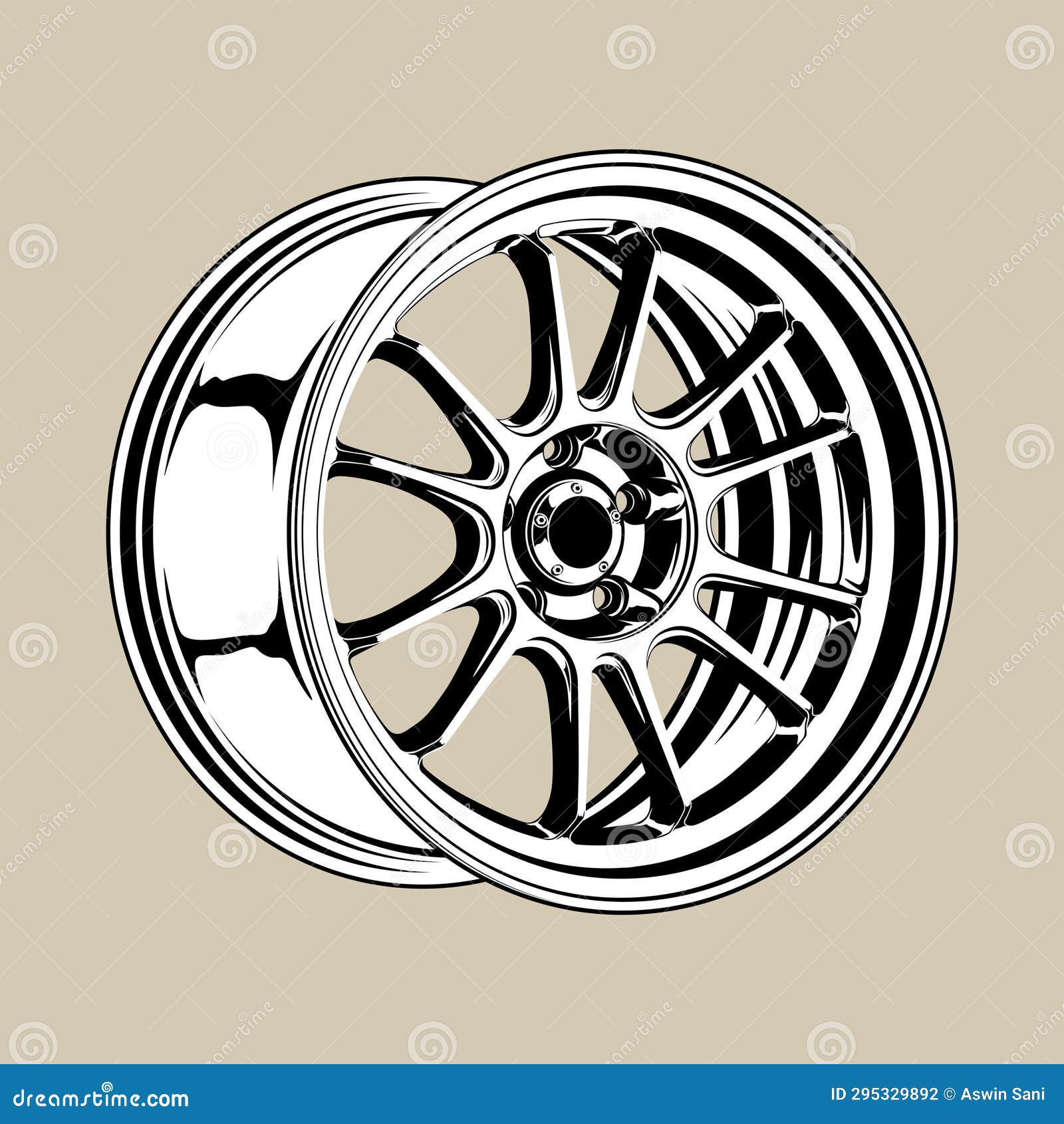 RIM - 008 stock vector. Illustration of wheel, aluminium - 295329892