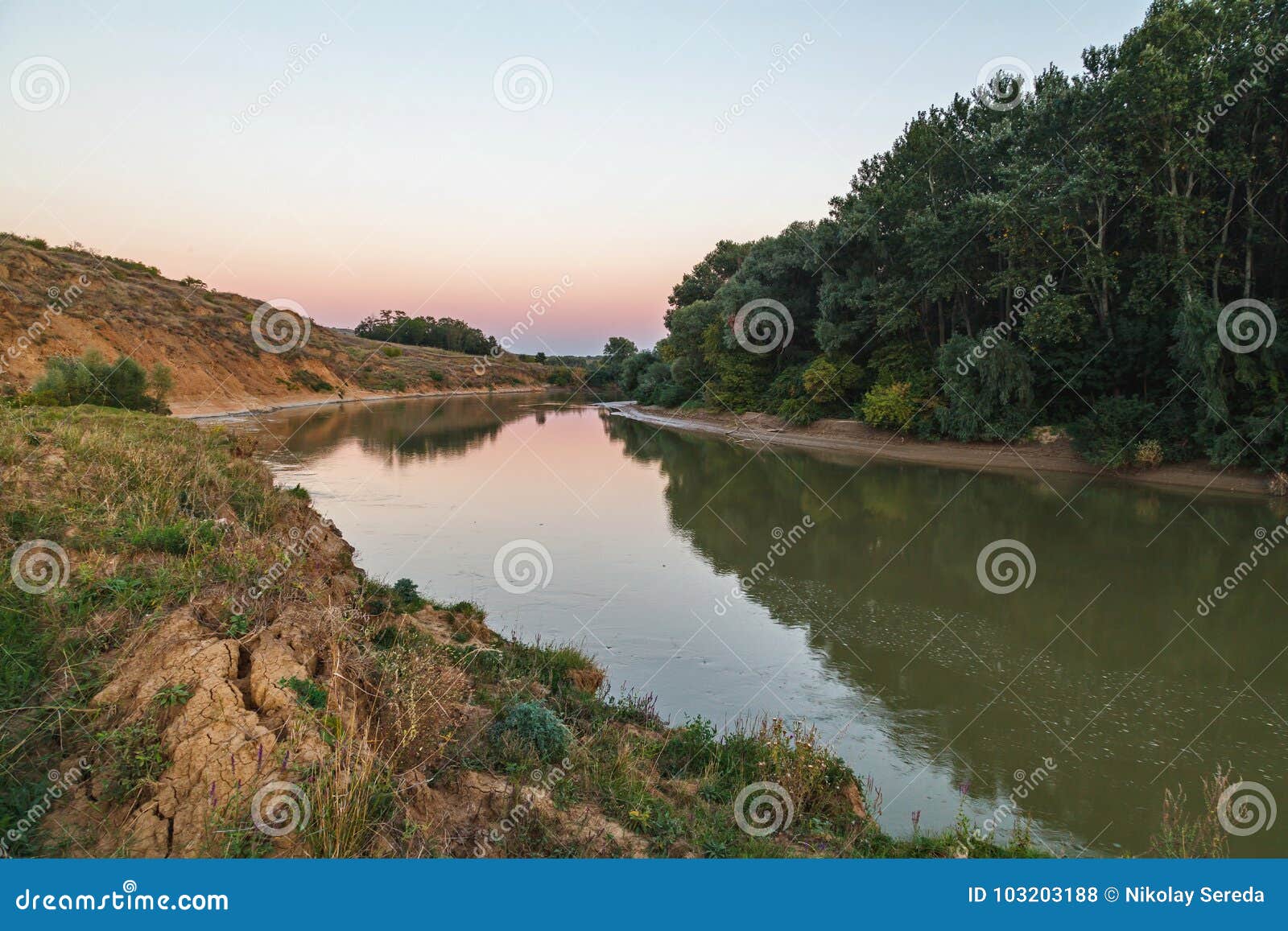 The Rim of the River in the Evening Stock Photo - Image of picnic ...