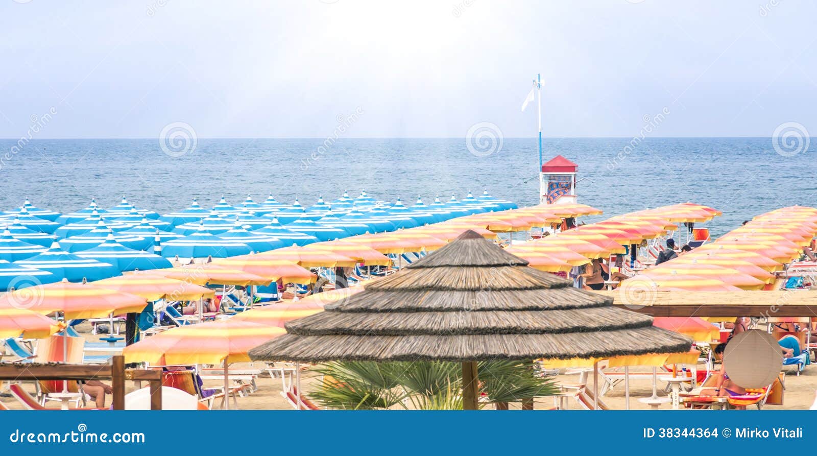Rimini Beach Italy - Panoramic Summer Overview Stock Photo - Image of ...