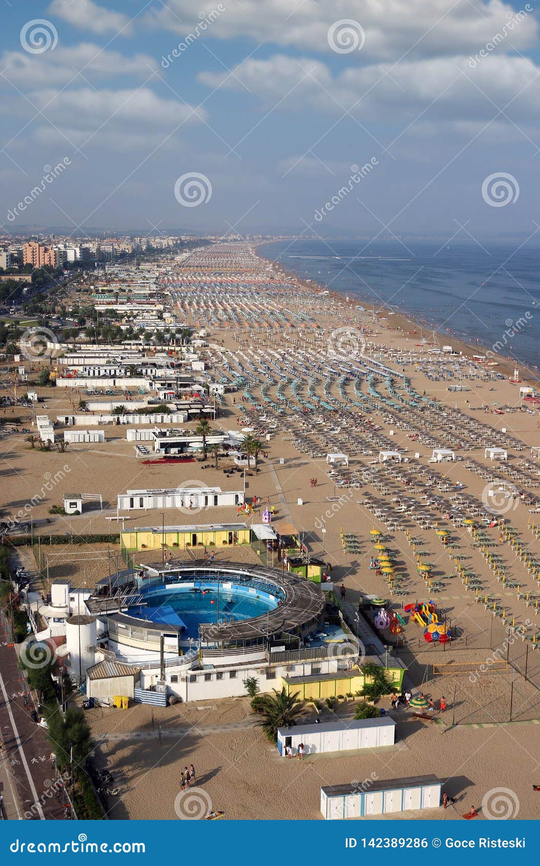 Rimini Beach in Summer Panorama Stock Photo - Image of outdoors, europe ...