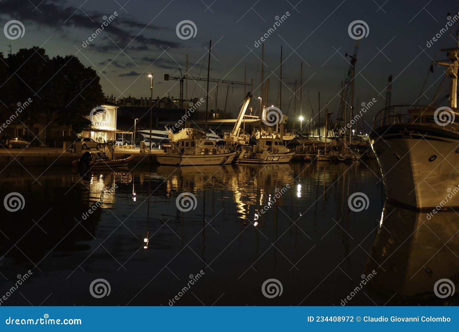 Rimini: the Harbor by Night Stock Photo - Image of city, rimini: 234408972