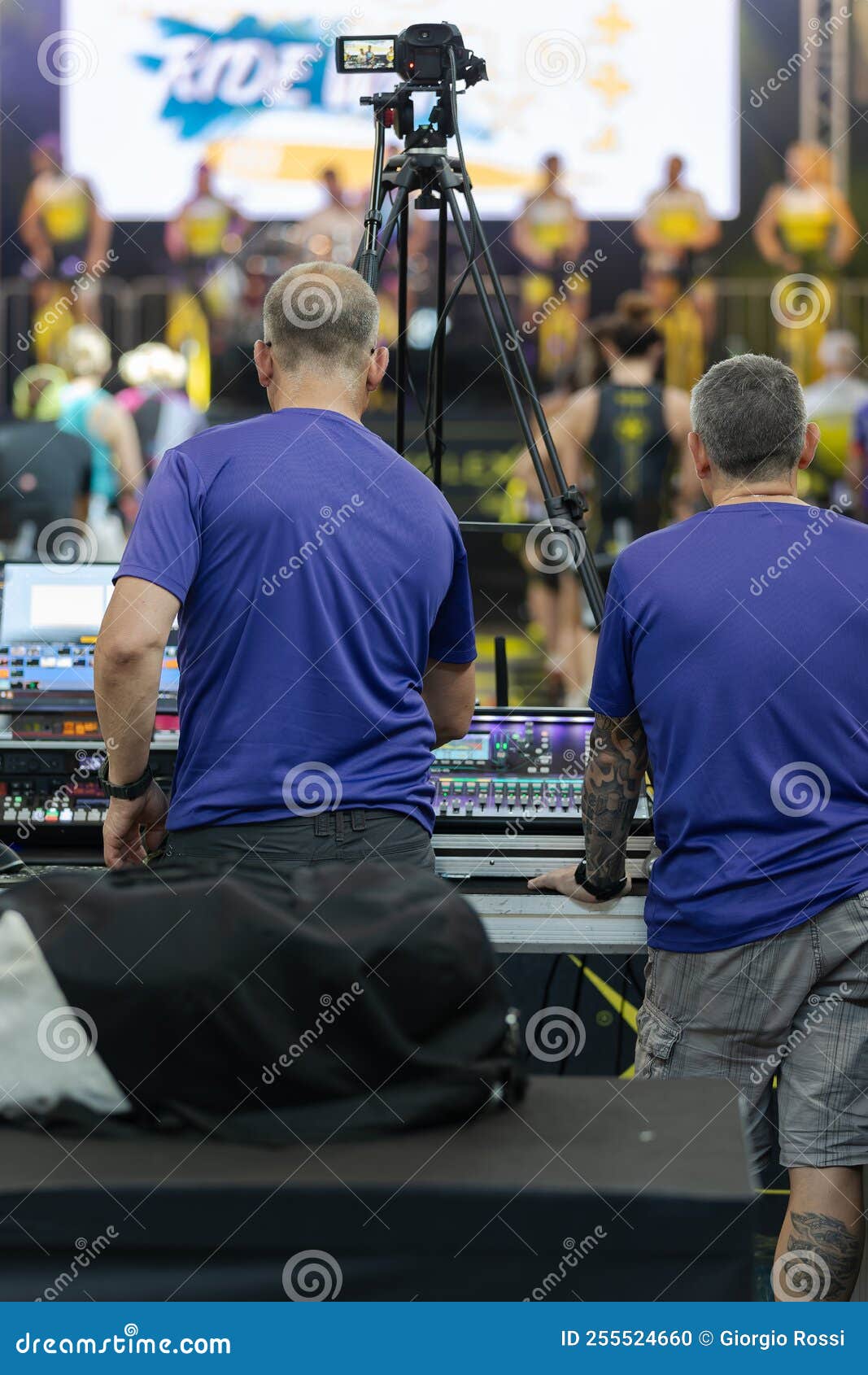 Lighting and Sound Technician and Broadcast Operator at Work in the ...