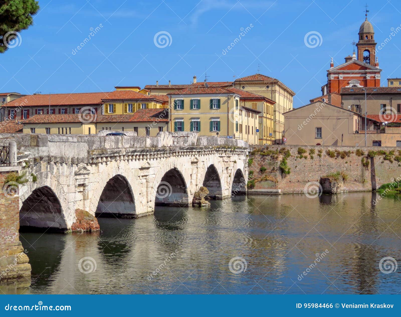 Rimini- Tiberius Bridge stock photo. Image of italy, ancient - 95984466