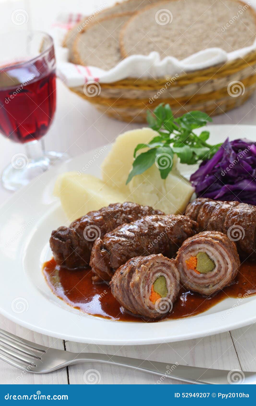 Rinderrouladen, German Beef Roll Stock Image - Image of restaurant ...
