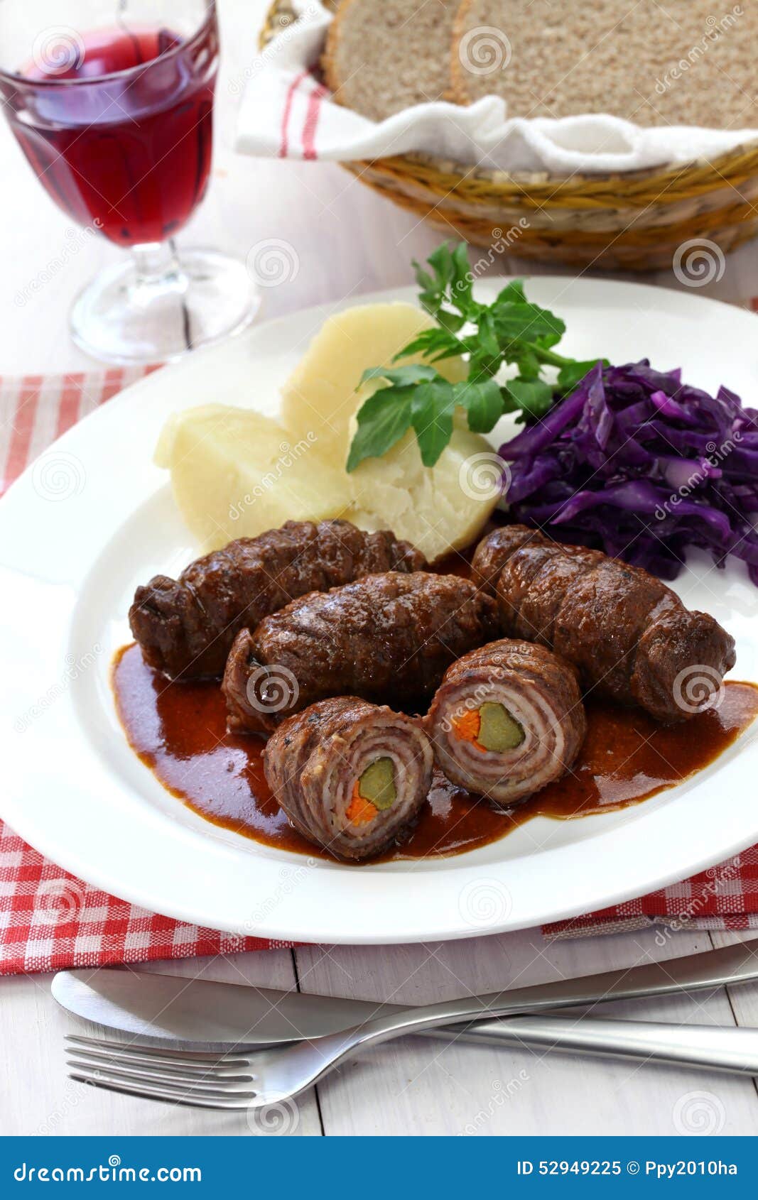 Rinderrouladen, German Beef Roll Stock Image - Image of mustard, close ...