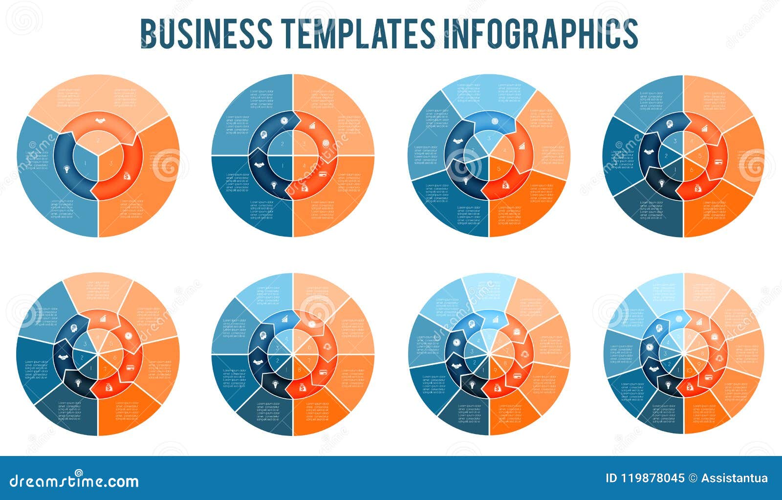Ring of Arrows Infographic. Templates for 3, 4, 5, 6, 7, 8, 9, Stock ...