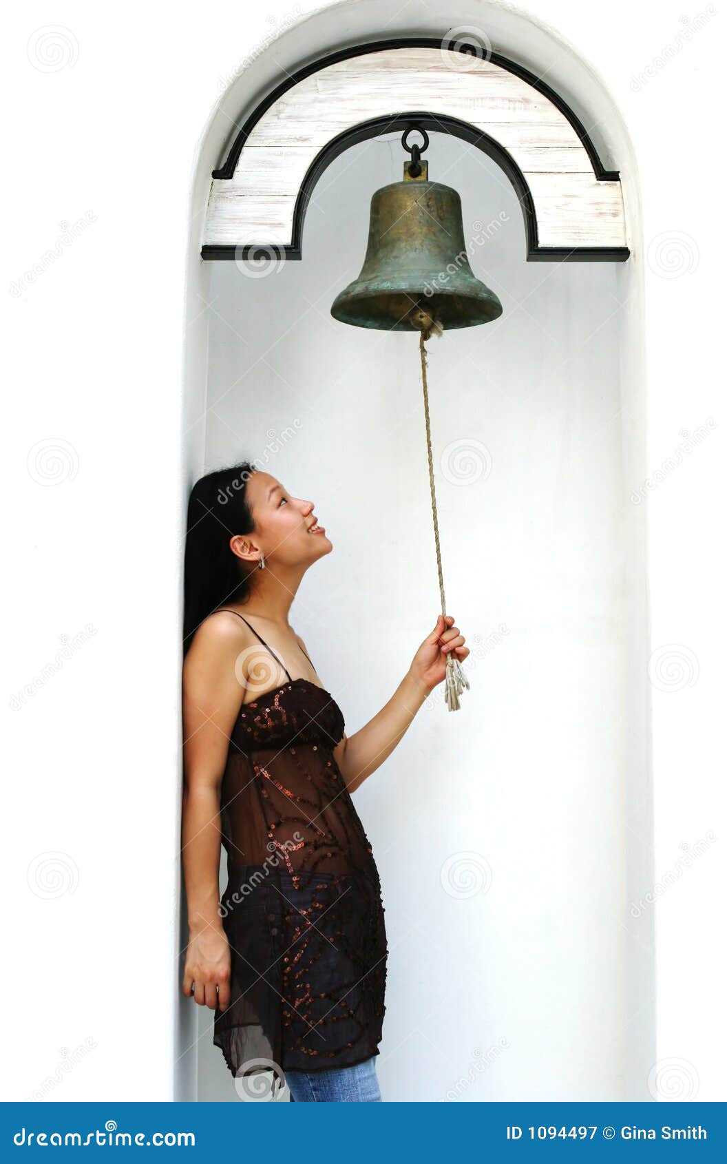 Ring the bell stock image. Image of female, appealing - 1094497