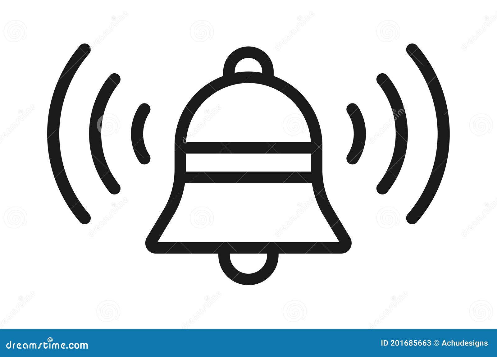 Ring bell alarm icon stock vector. Illustration of black - 201685663