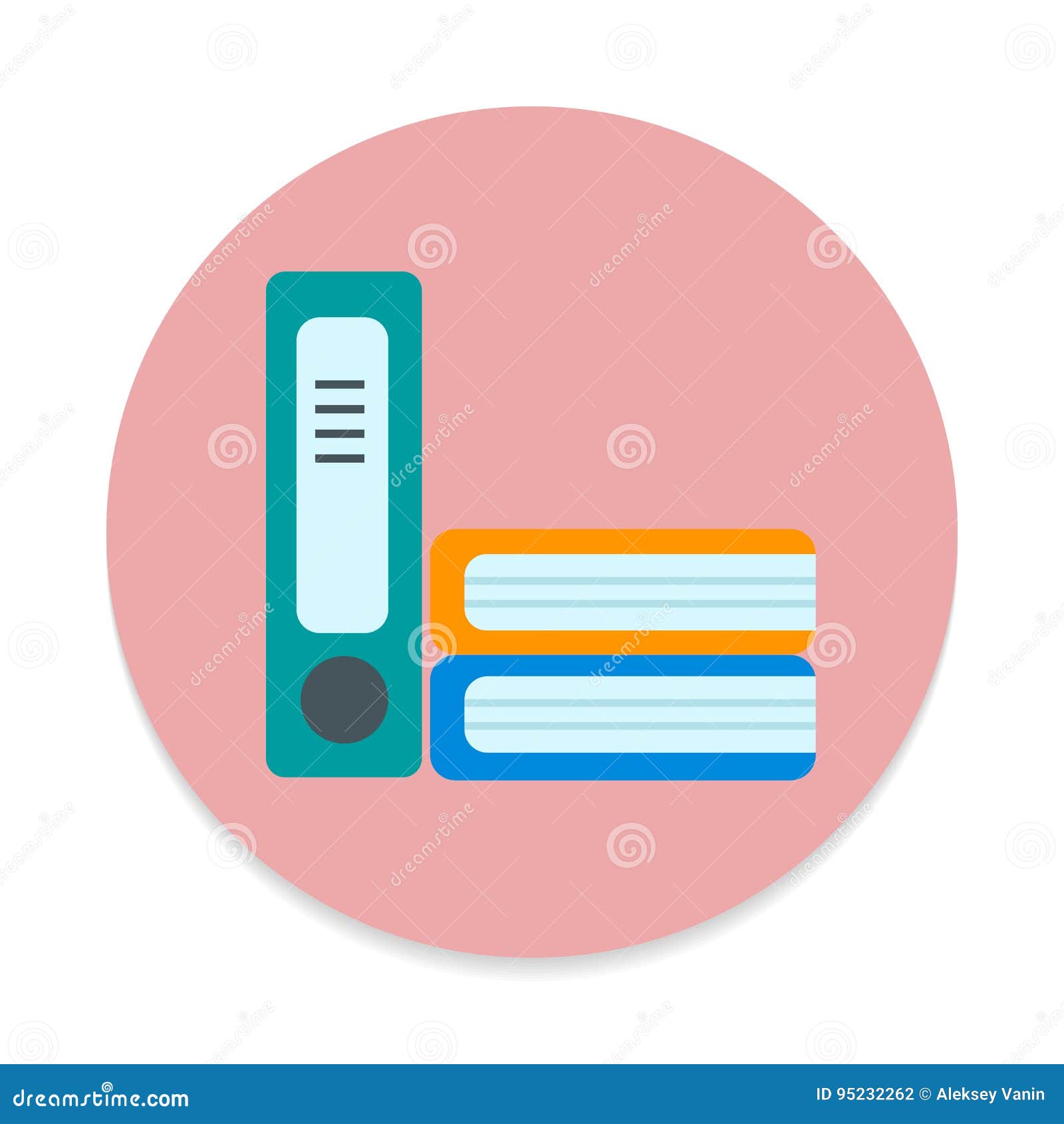 Ring Binder Folders Flat Icon. Round Colorful Button, Office Documents Circular Vector Sign ...