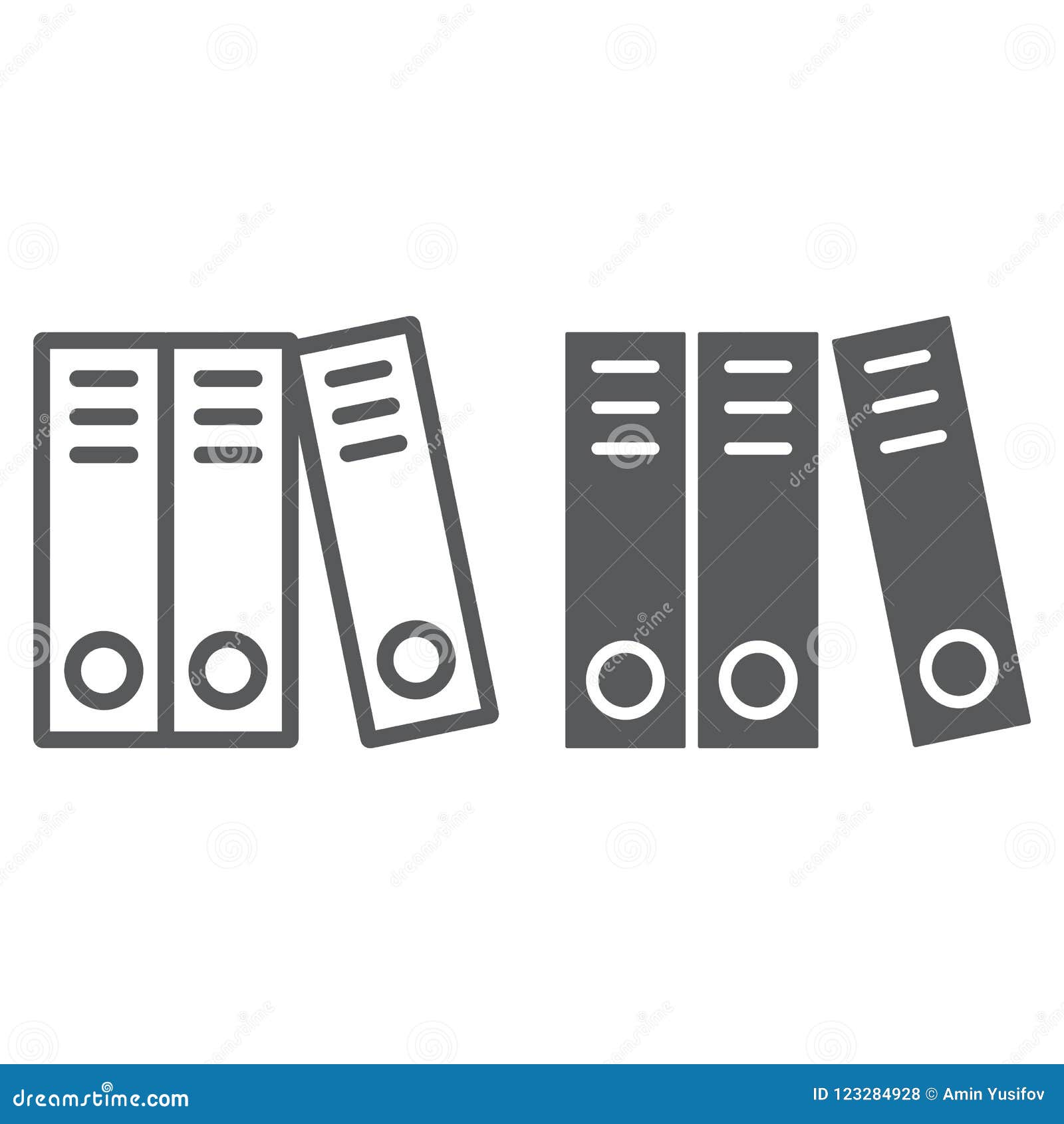 Ring Binder Line and Glyph Icon, Office Stock Vector - Illustration of ...