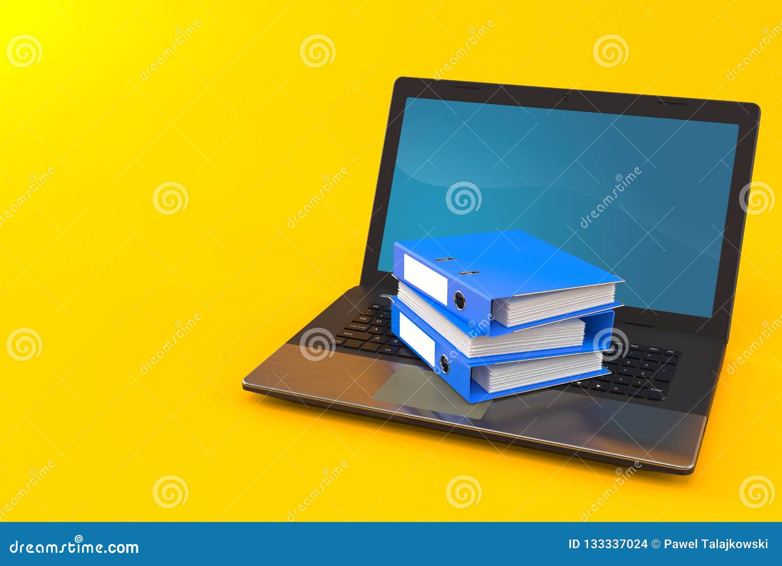 Ring binders with laptop stock illustration. Illustration of message ...