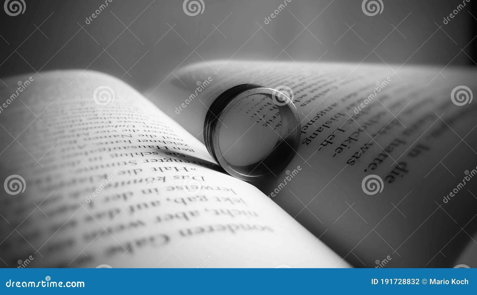 Ring on Book stock photo. Image of writing, ring, blackandwhite - 191728832