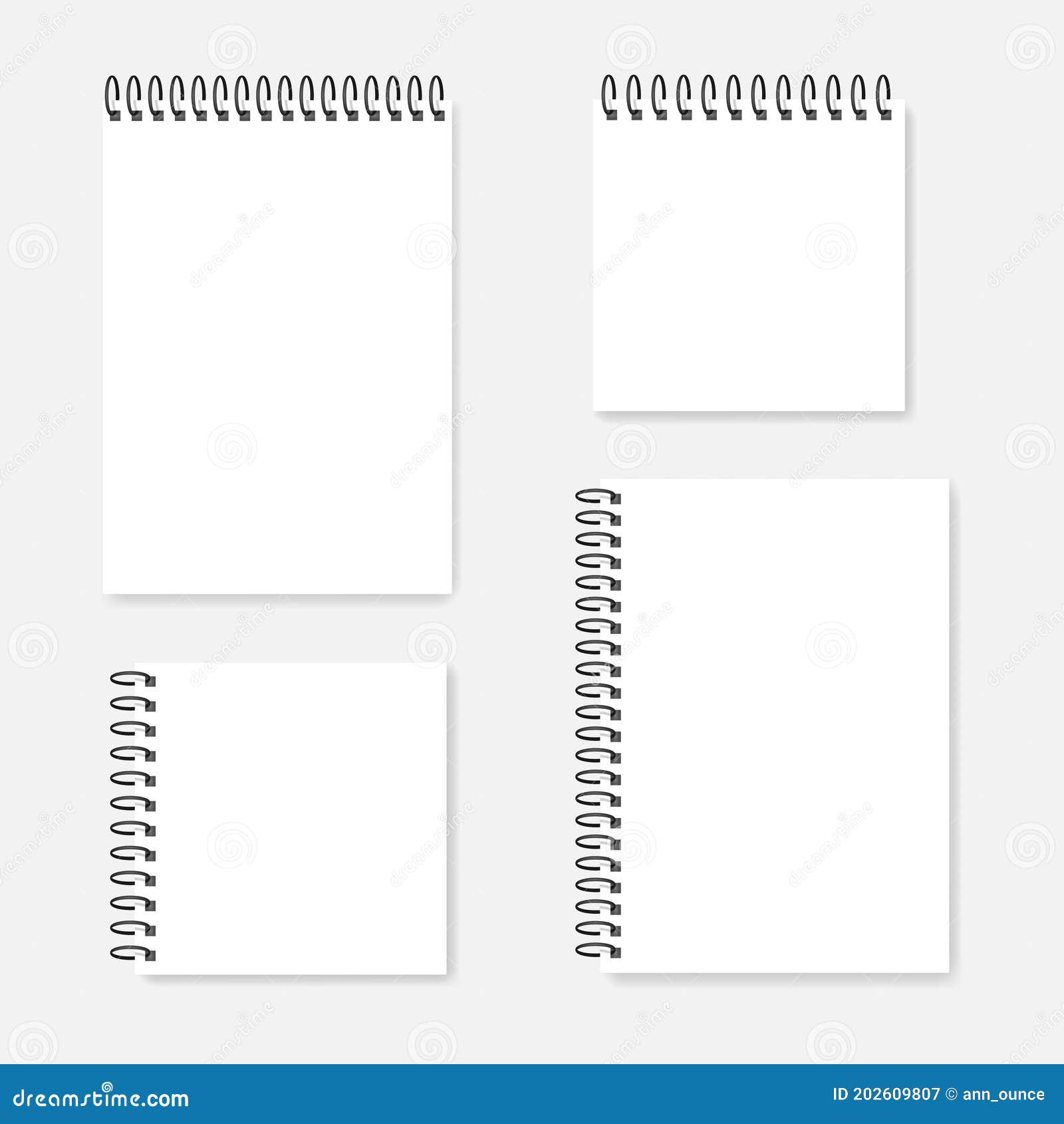 Ring Bound Blank Notebook Mockup Set - A4 and Square Stock Vector ...