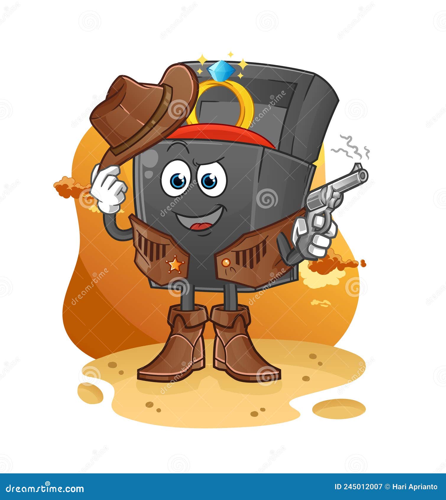 Ring Box Cowboy with Gun Character Vector Stock Vector - Illustration ...