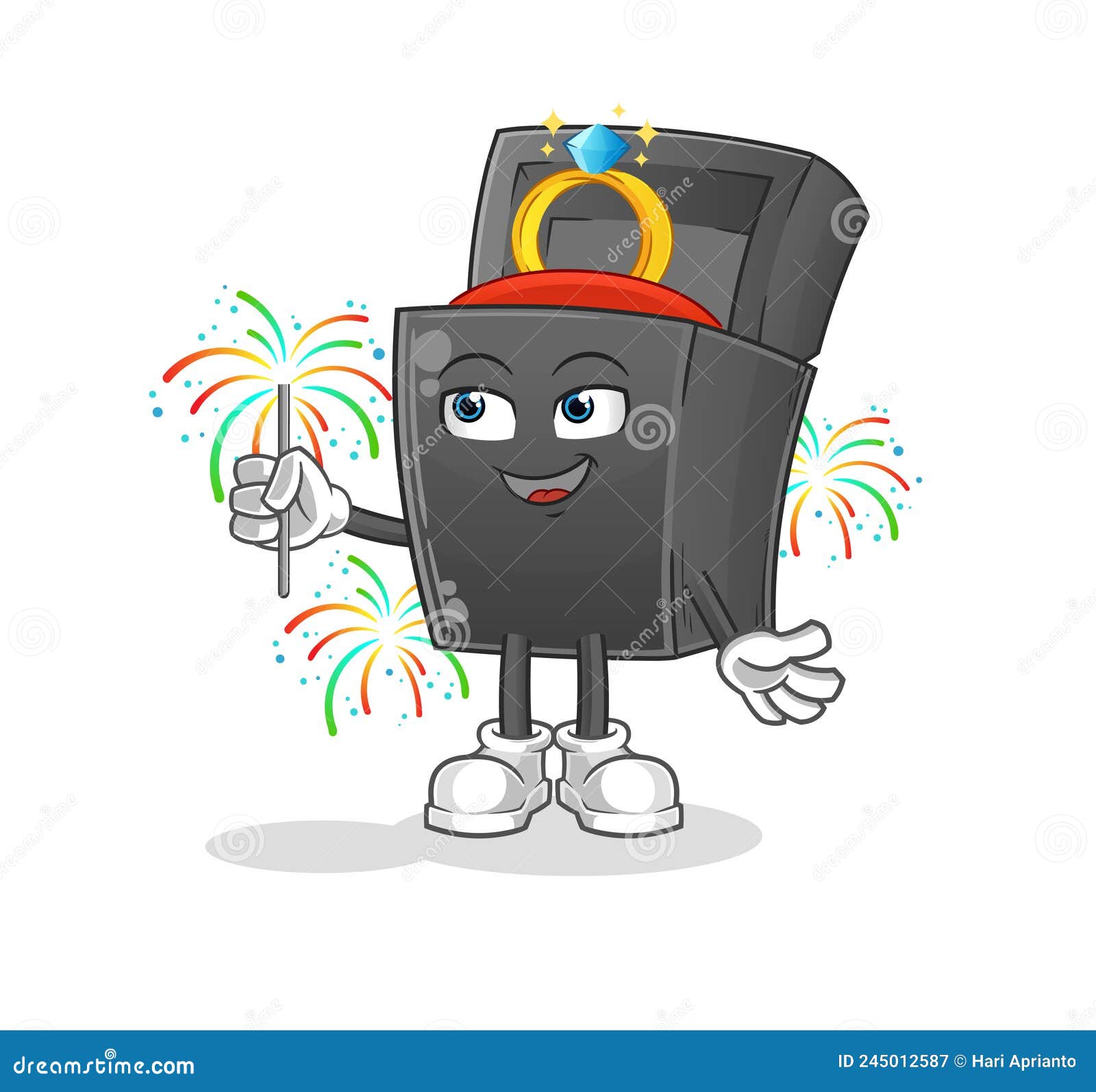 Ring Box with Fireworks Mascot. Cartoon Vector Stock Vector ...