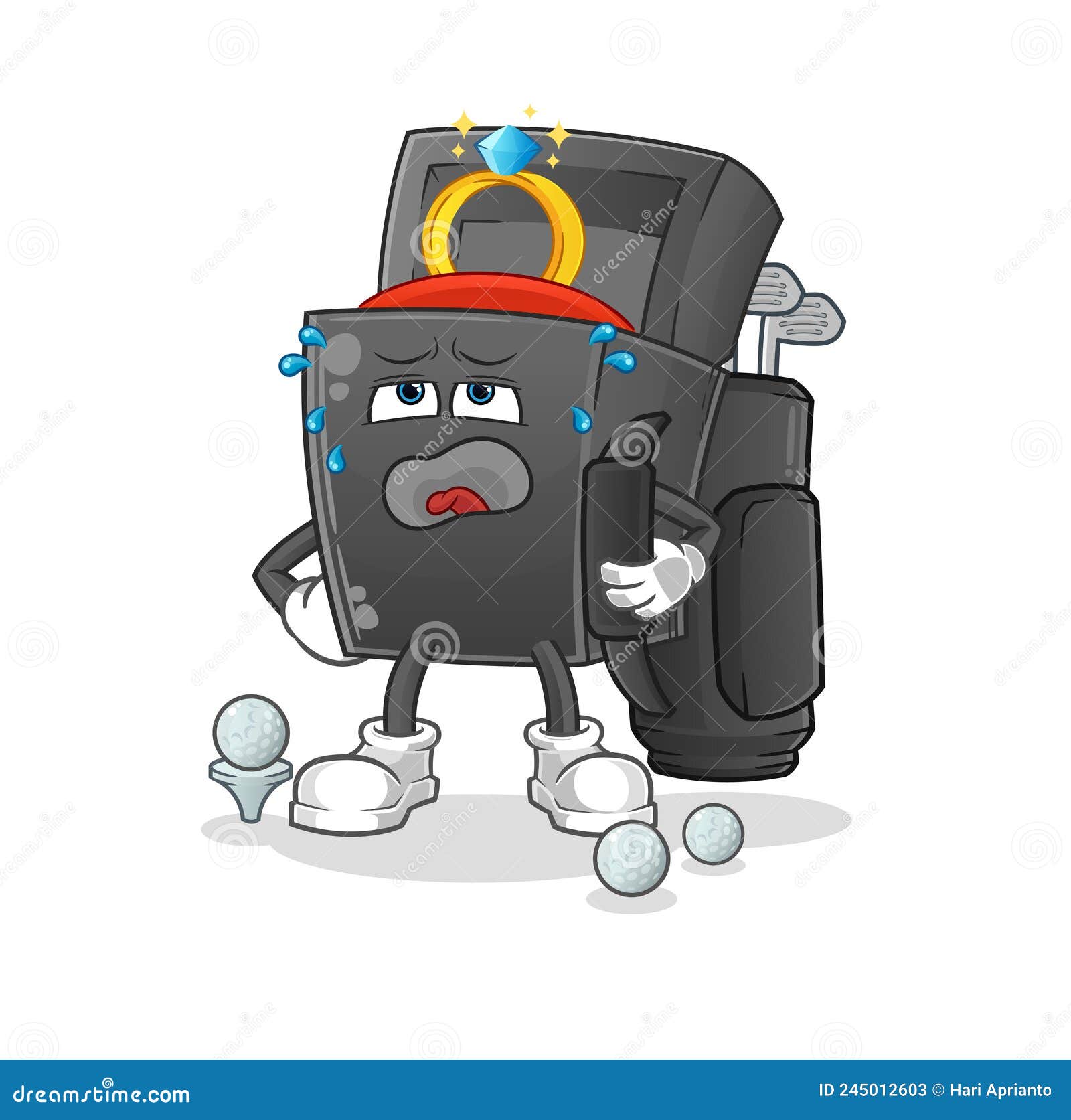 Ring Box with Golf Equipment. Cartoon Mascot Vector Stock Vector ...