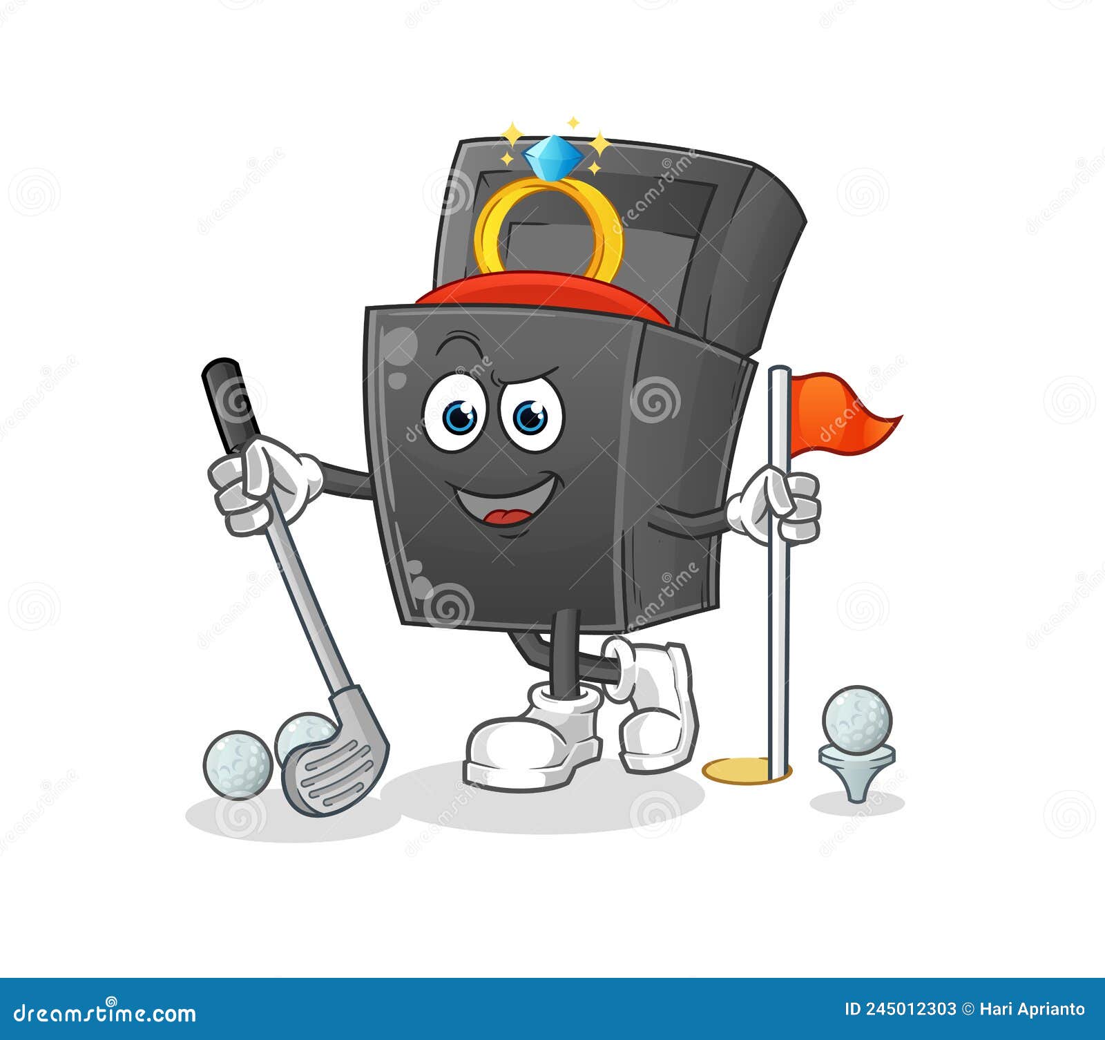 Ring Box Playing Golf Vector. Cartoon Character Stock Vector ...