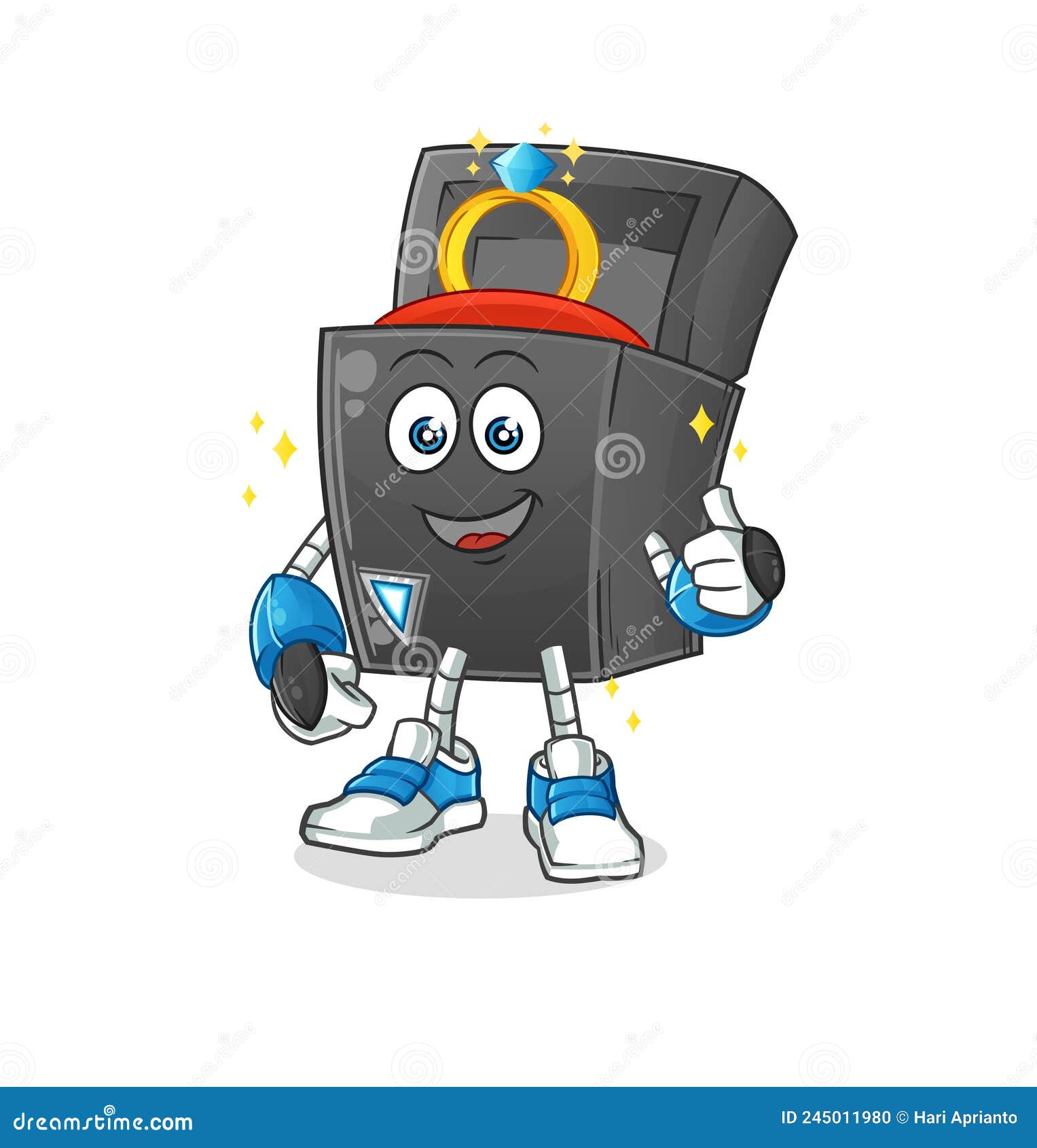 Ring Box Robot Character. Cartoon Mascot Vector Stock Vector ...