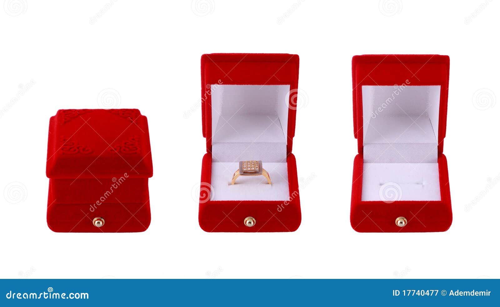 Ring Box Set Closed, Open, Empty and Full Stock Image - Image of golden ...