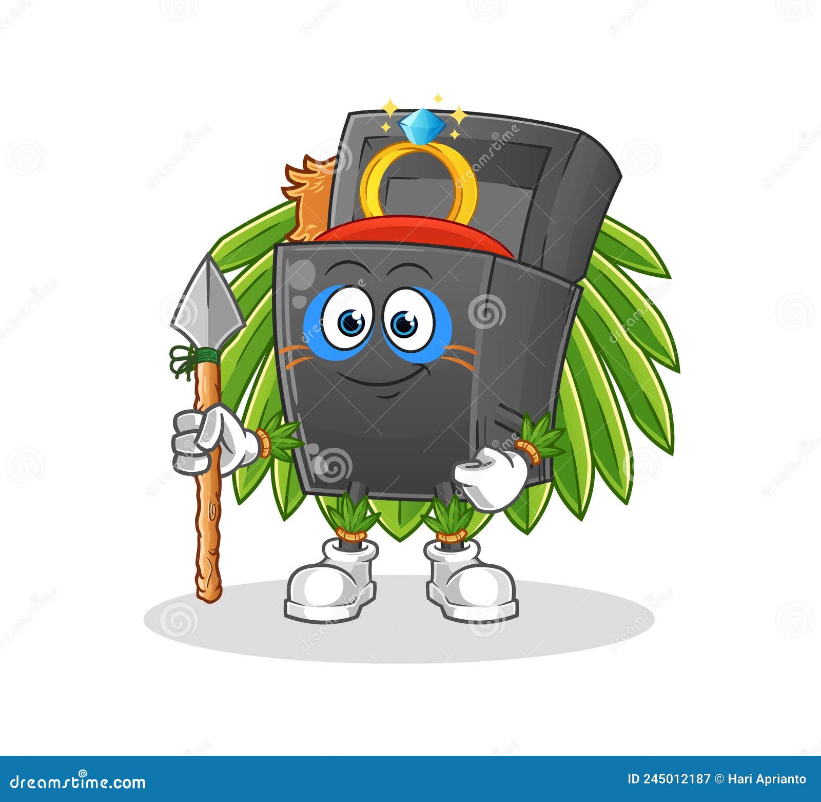 Ring Box Tribal Man Mascot. Cartoon Vector Stock Vector - Illustration ...