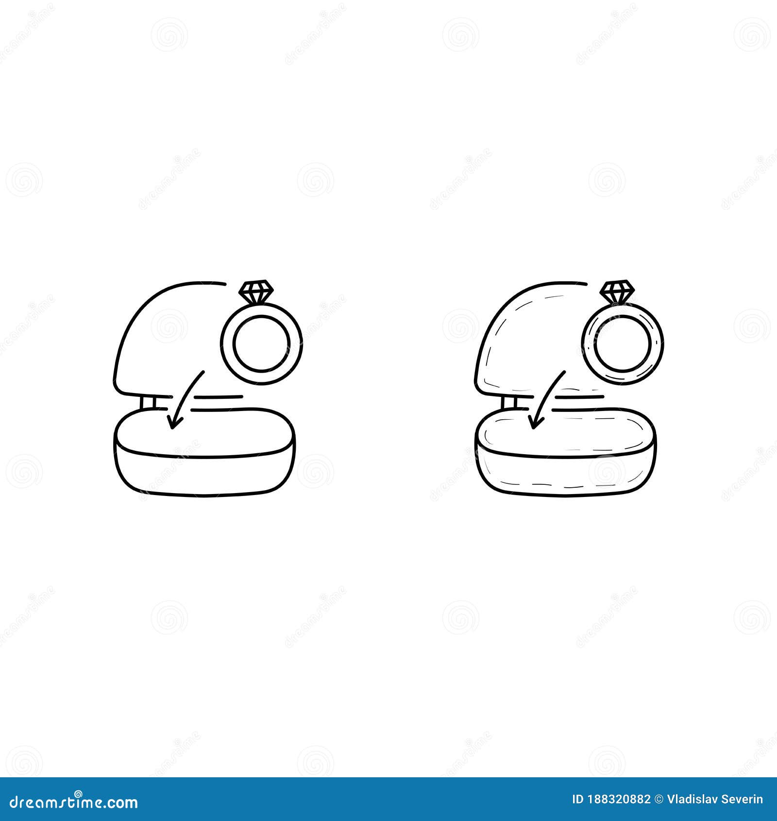 Ring and Box Vector Outline Illustration Stock Vector - Illustration of ...