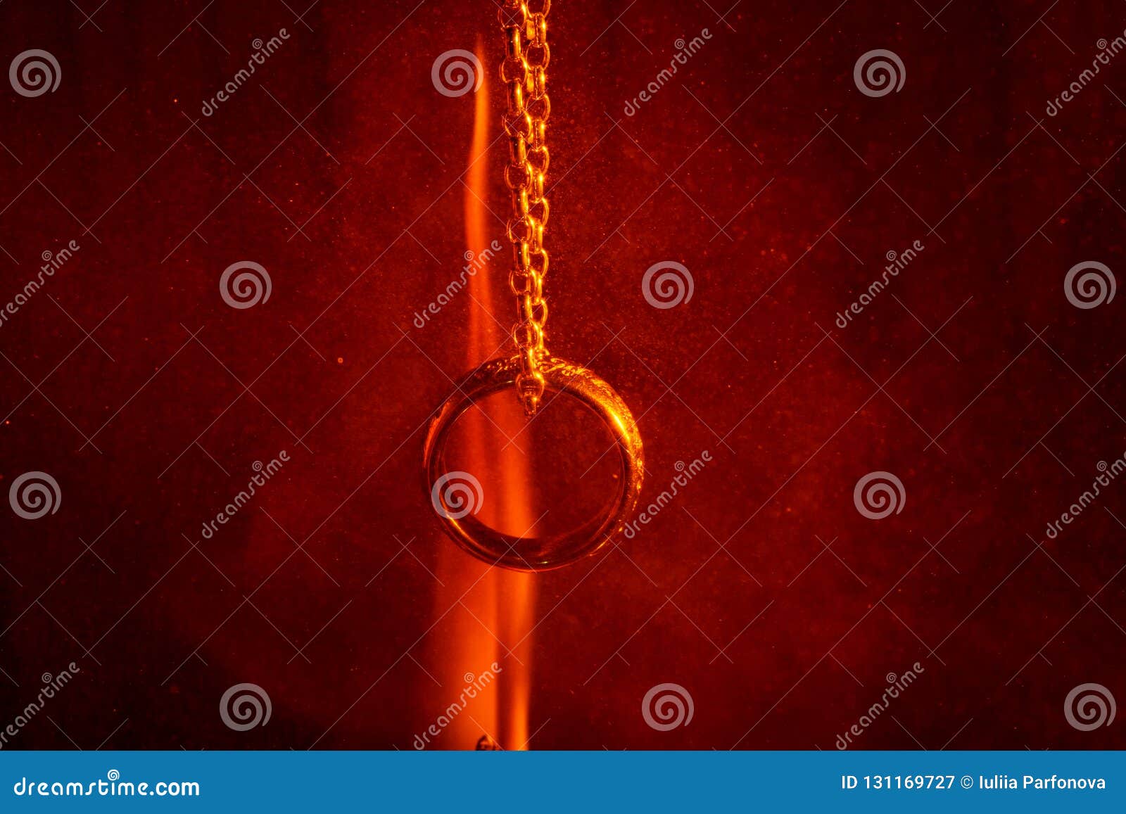 Ring on a Chain on the Flame Background Stock Image - Image of fire ...