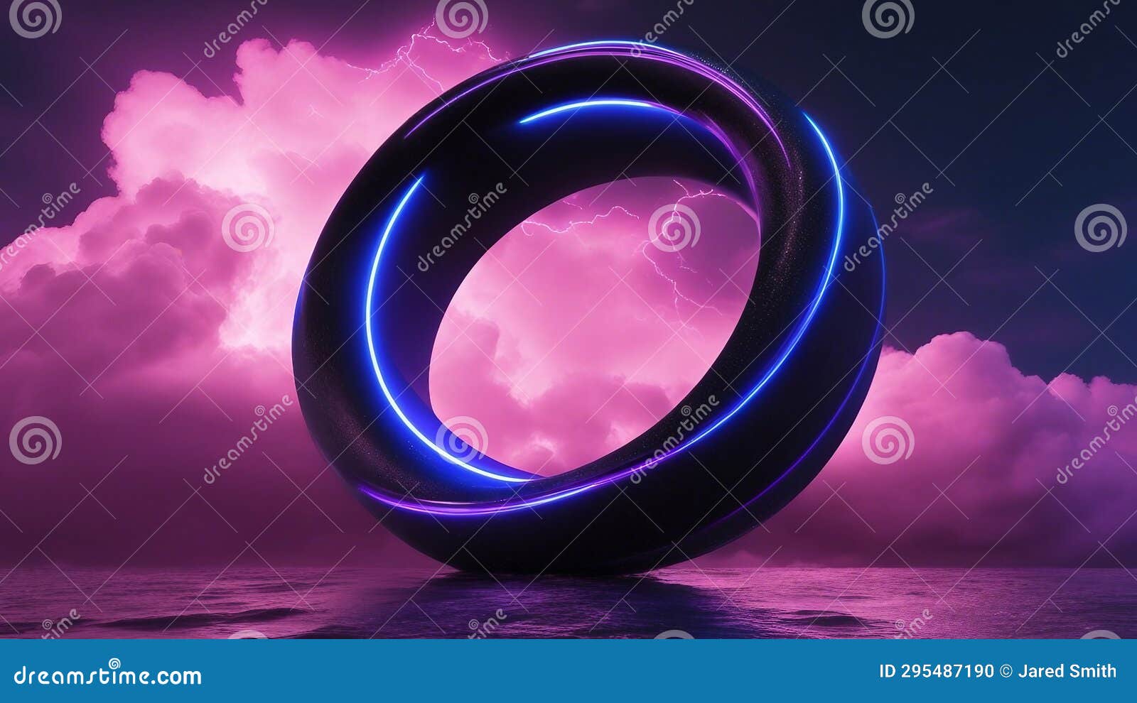 Stormy Neon Clouds Background. Purple Dense Fog With 3d Render Of ...
