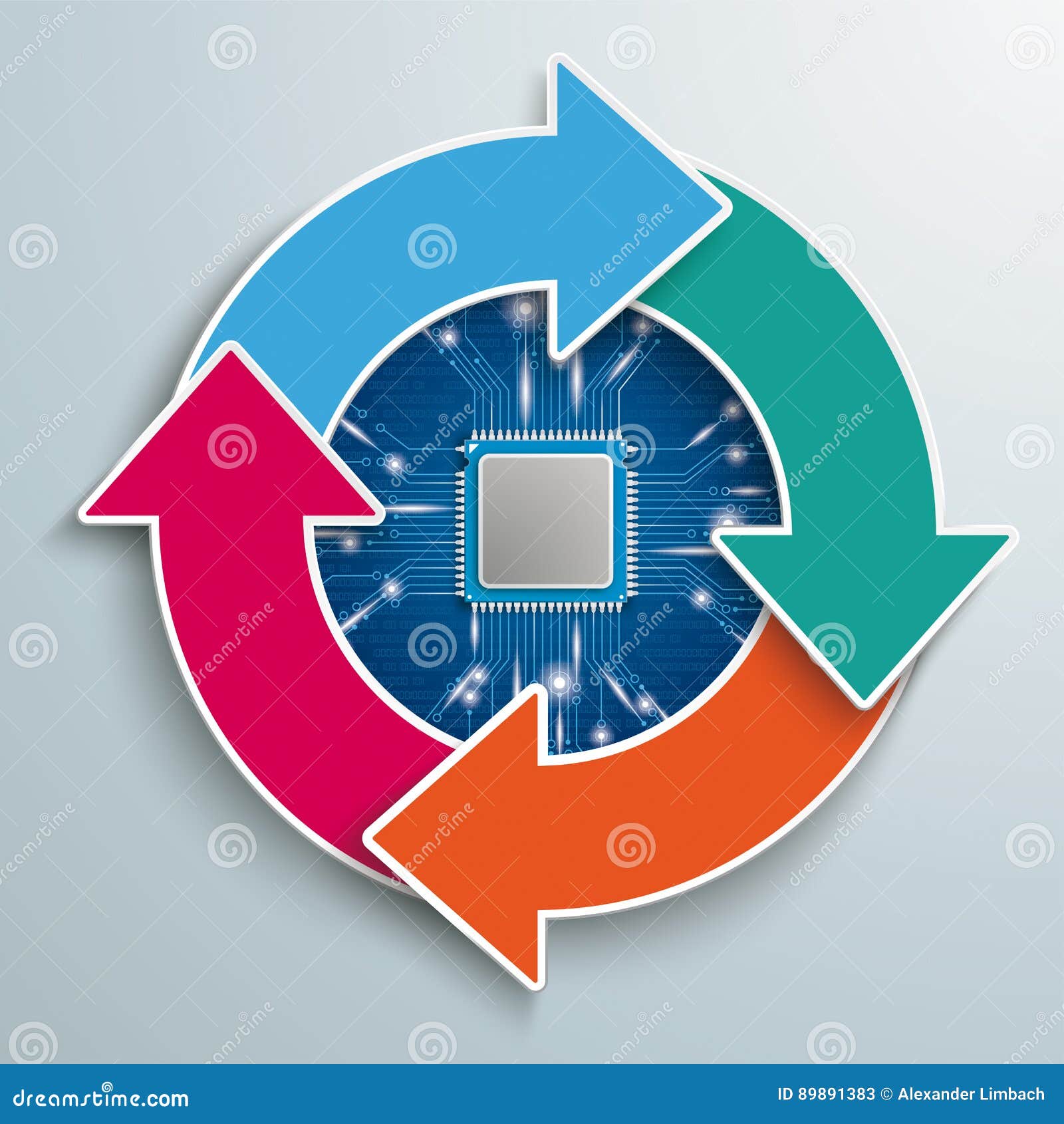 Ring Cycle Arrows Processor Infographic Ilustração do Vetor ...