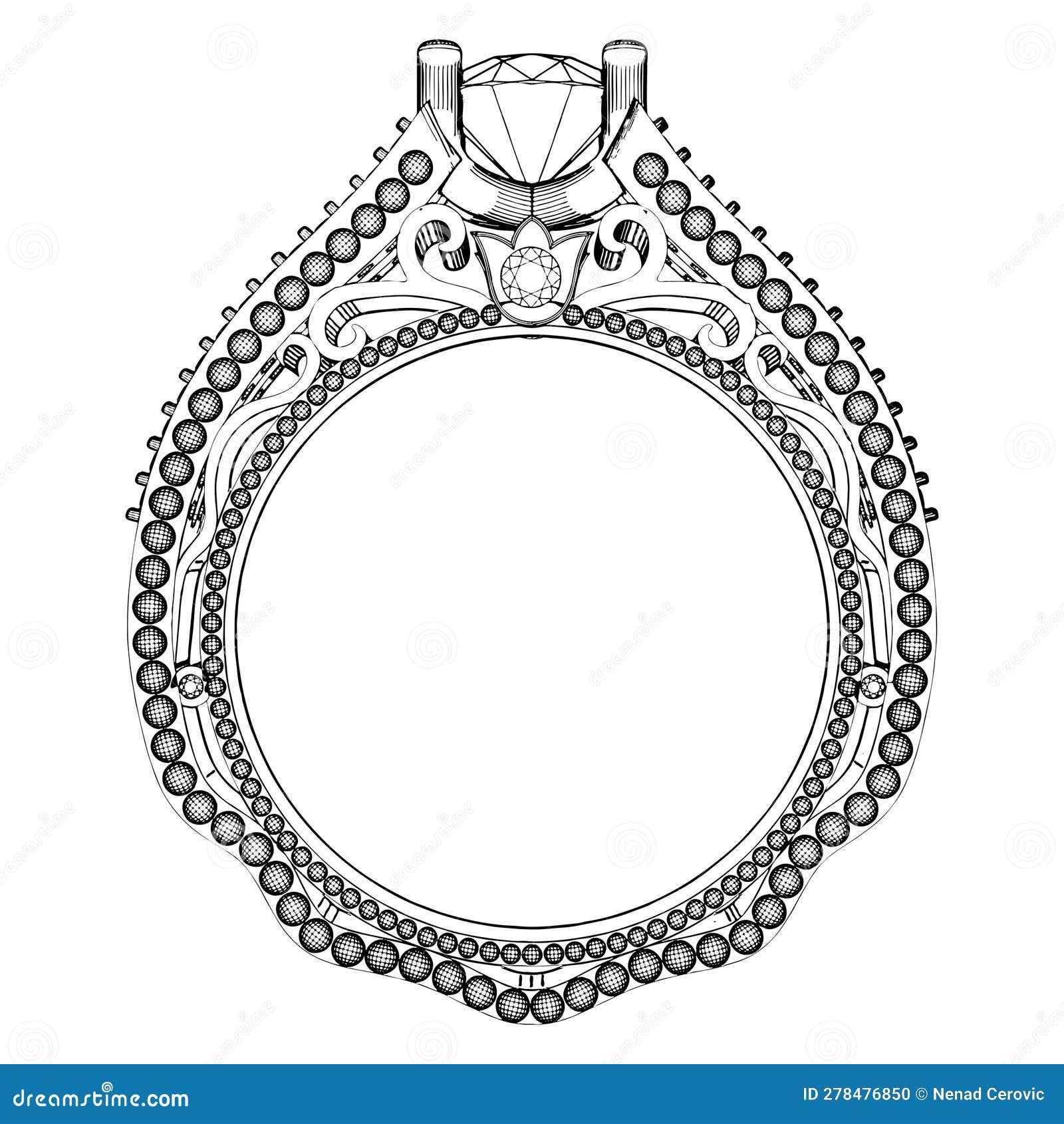Ring with Diamond Crystals Vector. Illustration Isolated on White ...